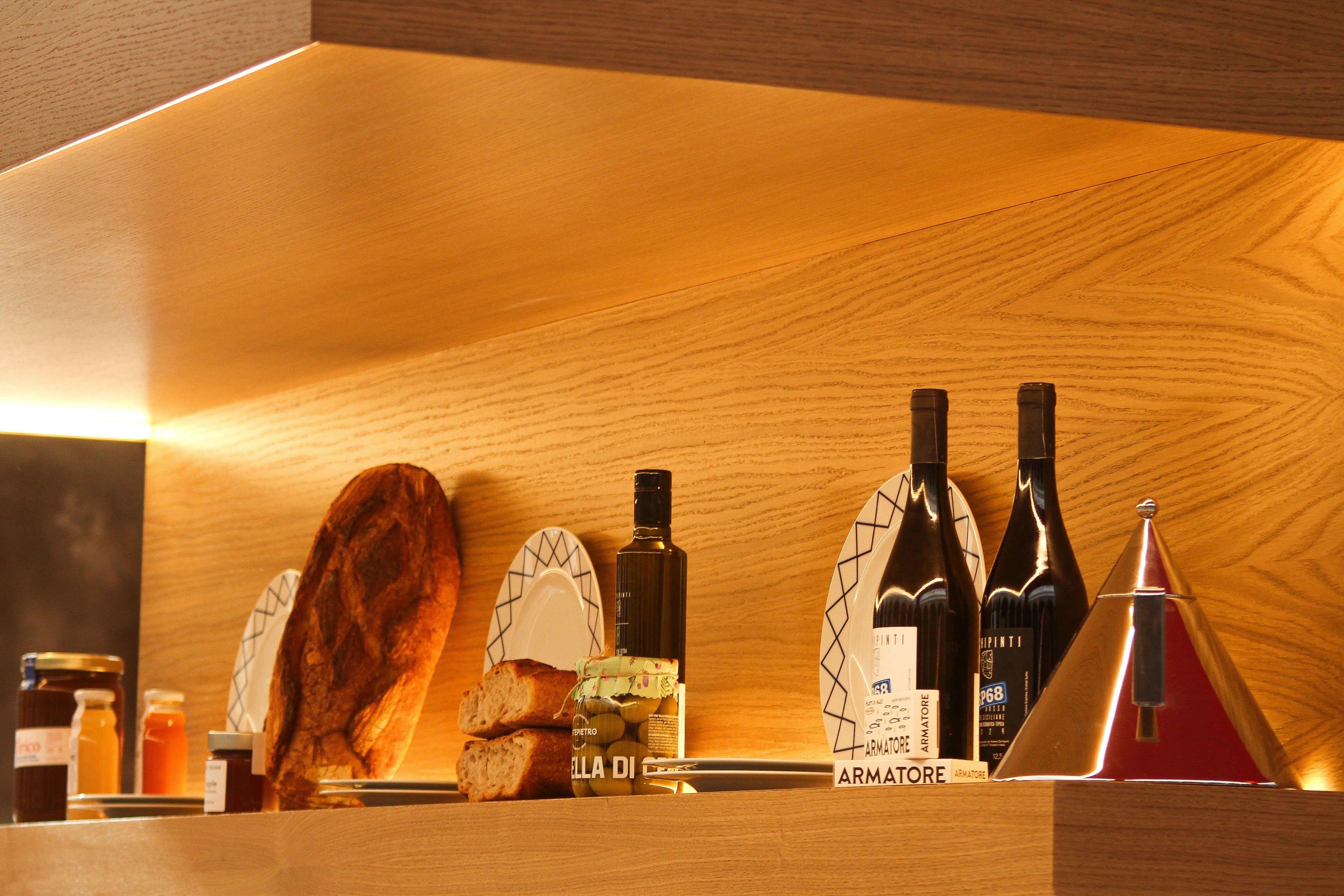 Warm Shelf of Bottles: A Quiet Rustic Still Life