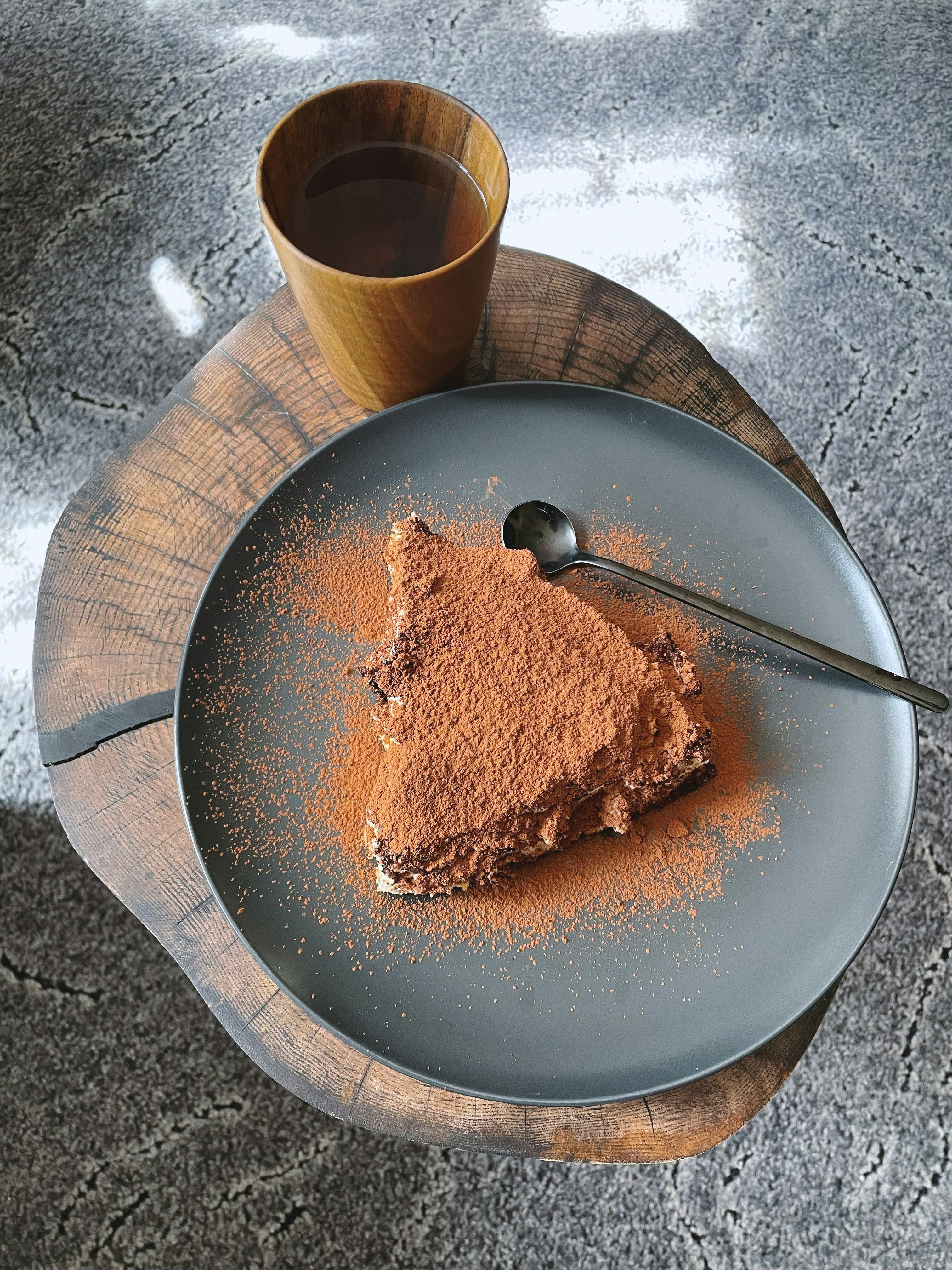 Slice of Cocoa Quiet on a Wooden Orbit