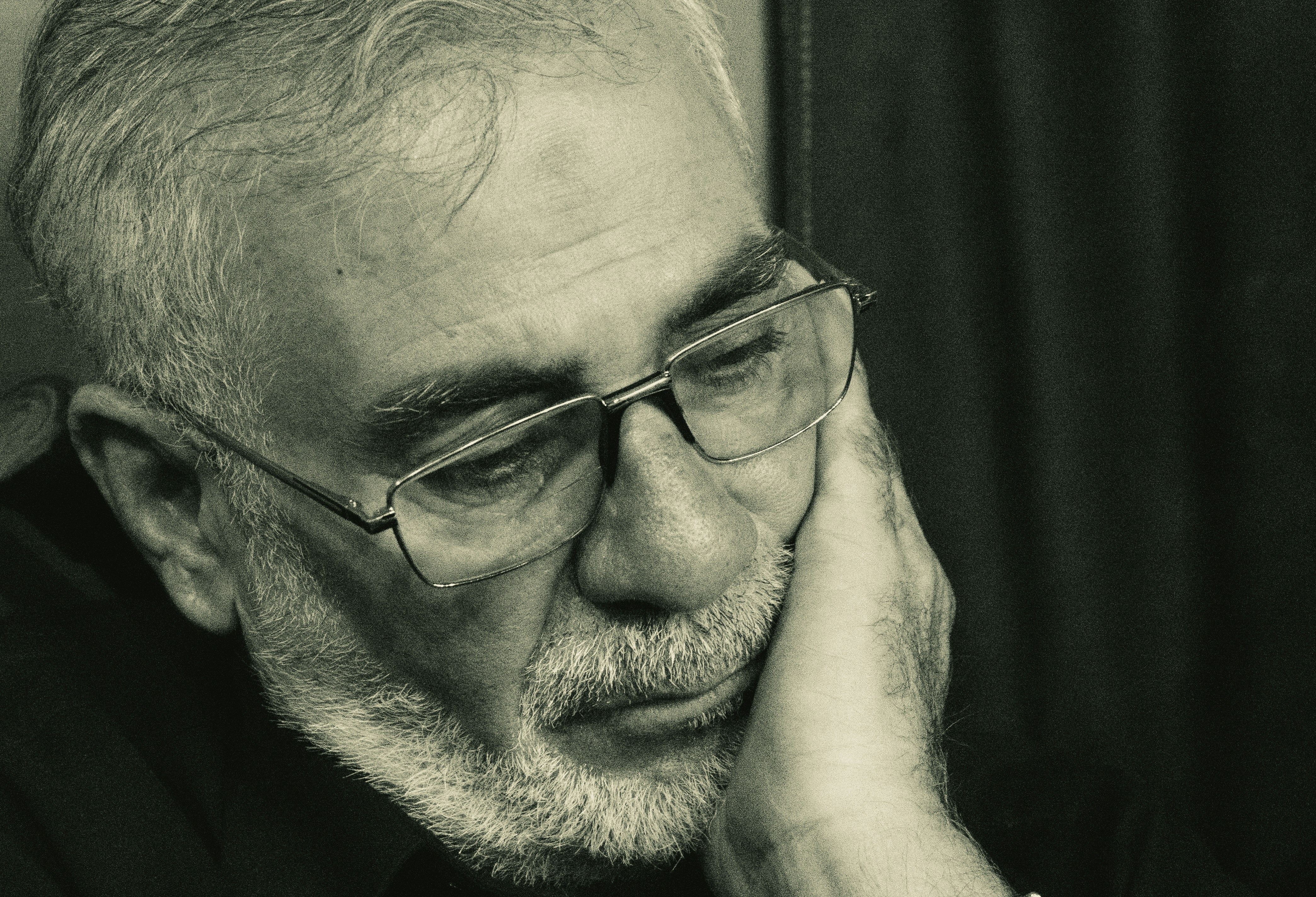 Quiet Contemplation: A Graying Portrait in Mono