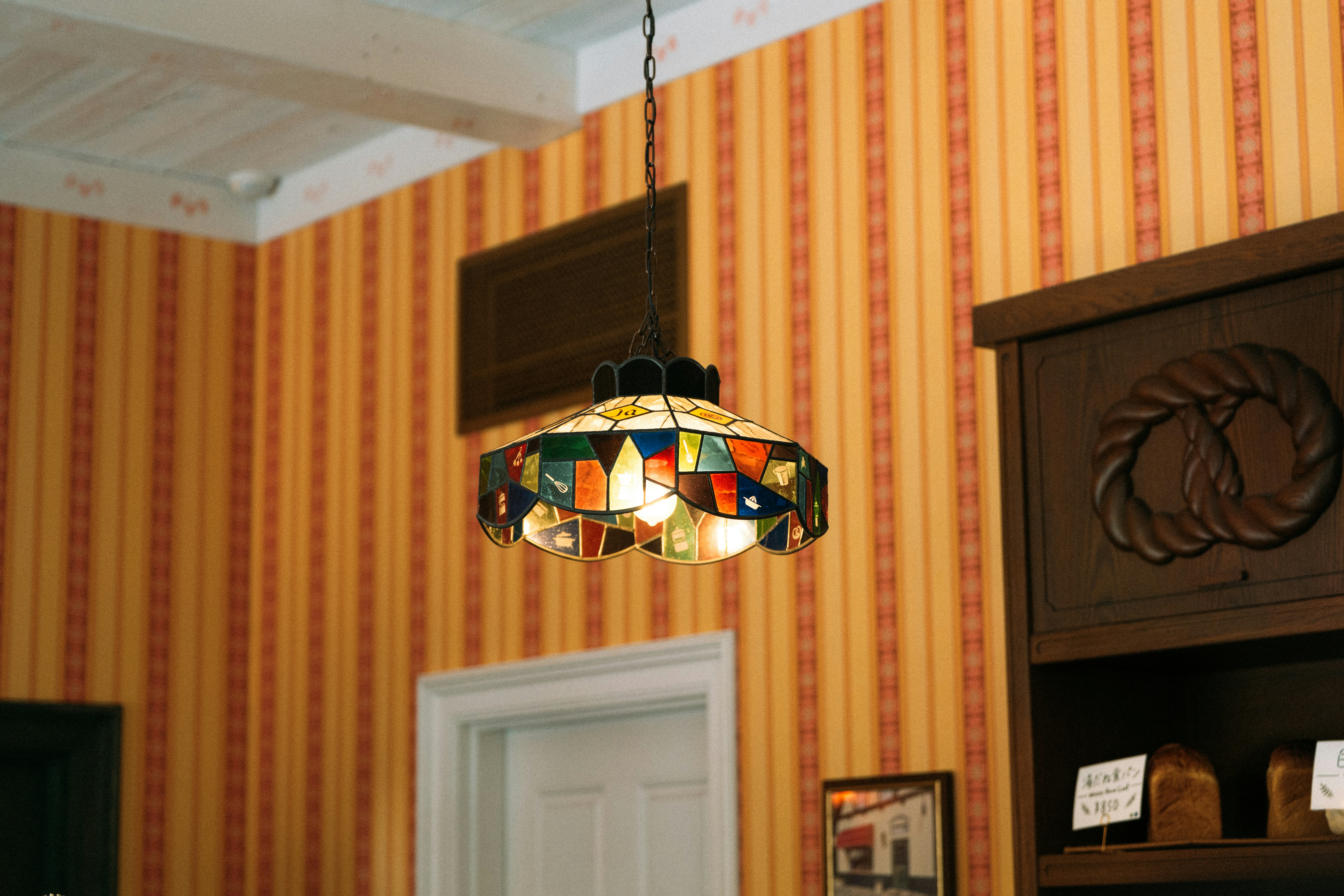 Hanging Glass Lantern in a Vintage-Inn Interior