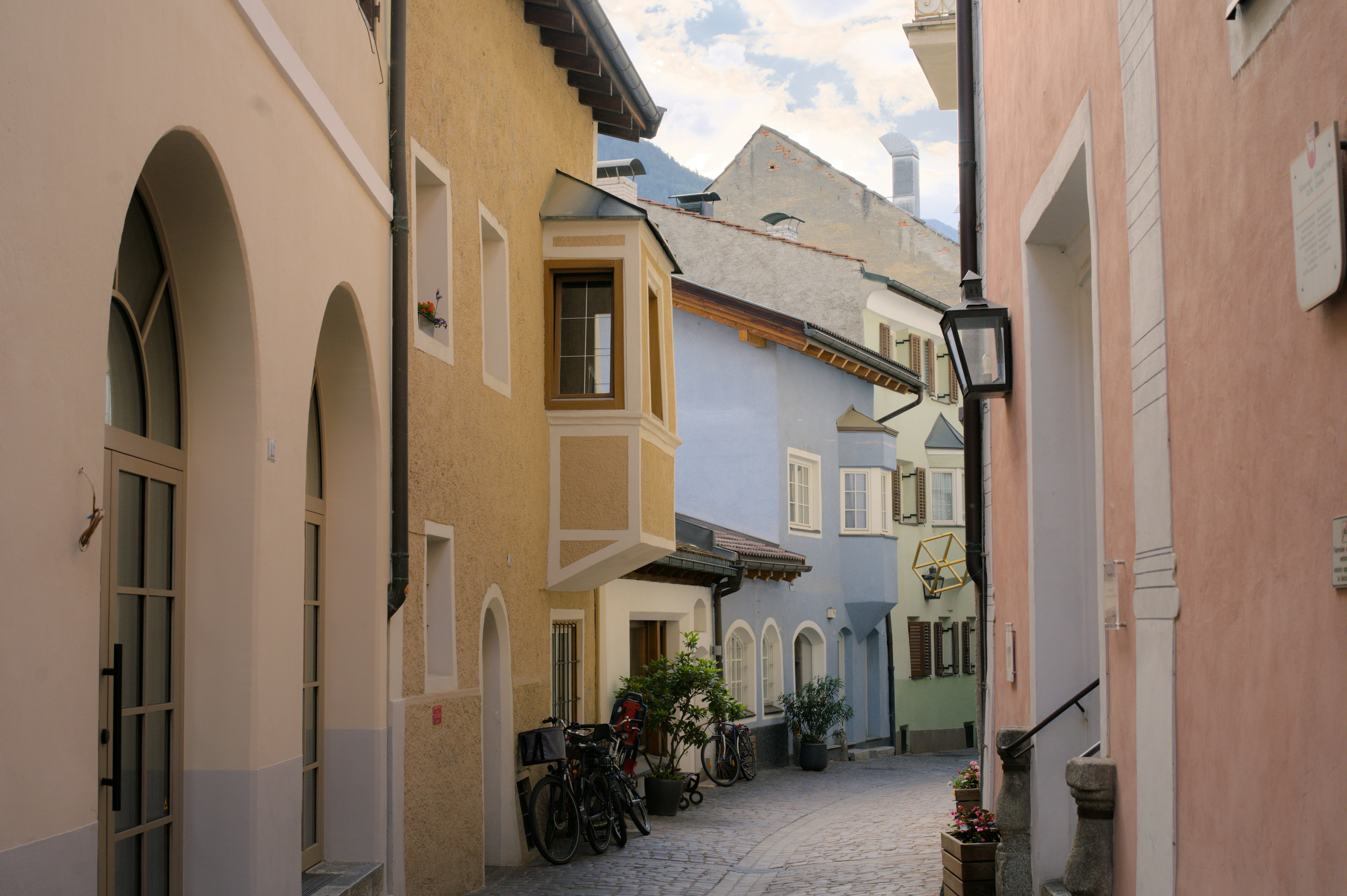 Pastel Lane: A Quiet Allée of Painted Facades