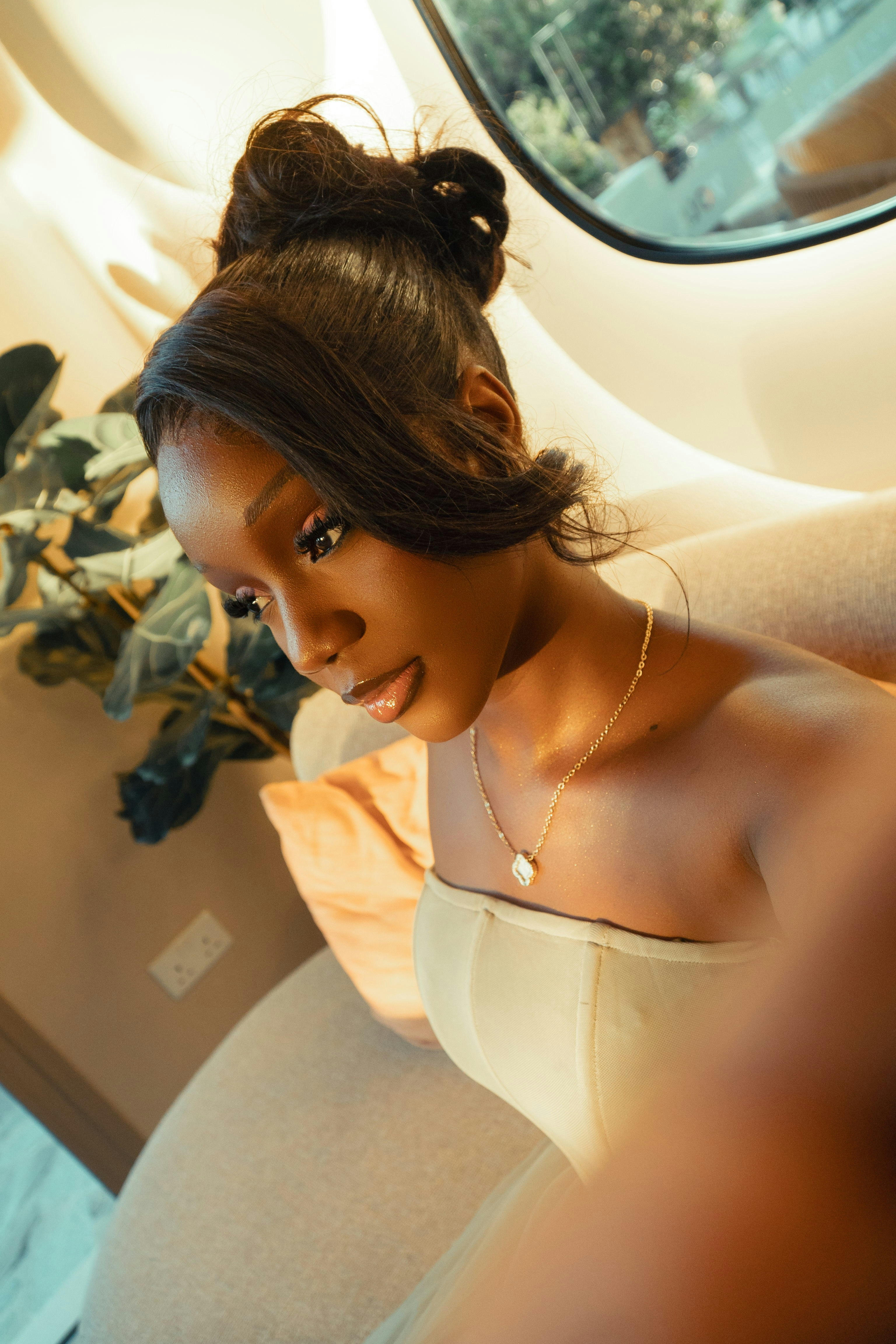 Radiant Portrait in Soft Interior Light