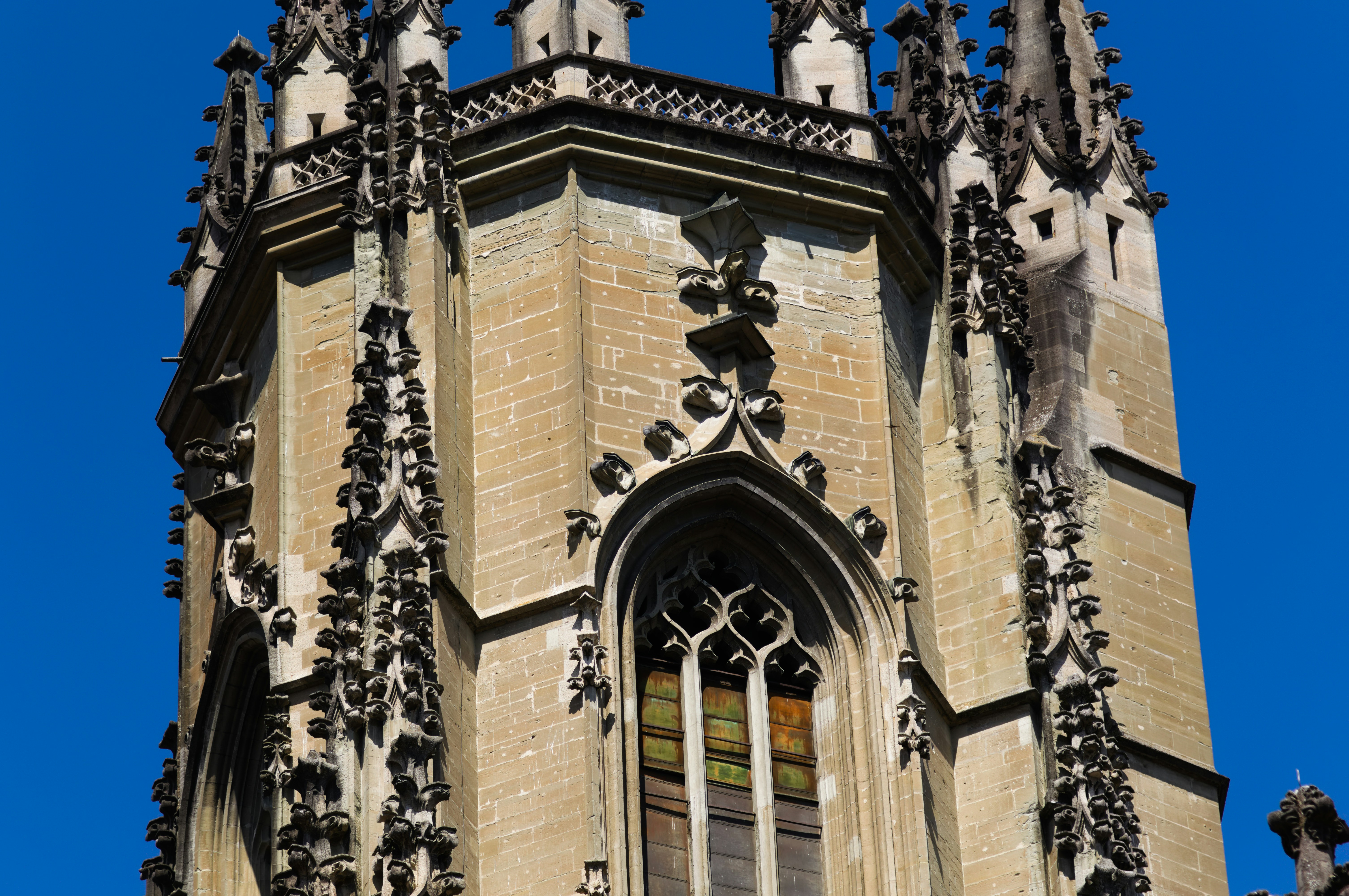 Gothic Cathedral Campanile Reaching Toward a Clear Sky