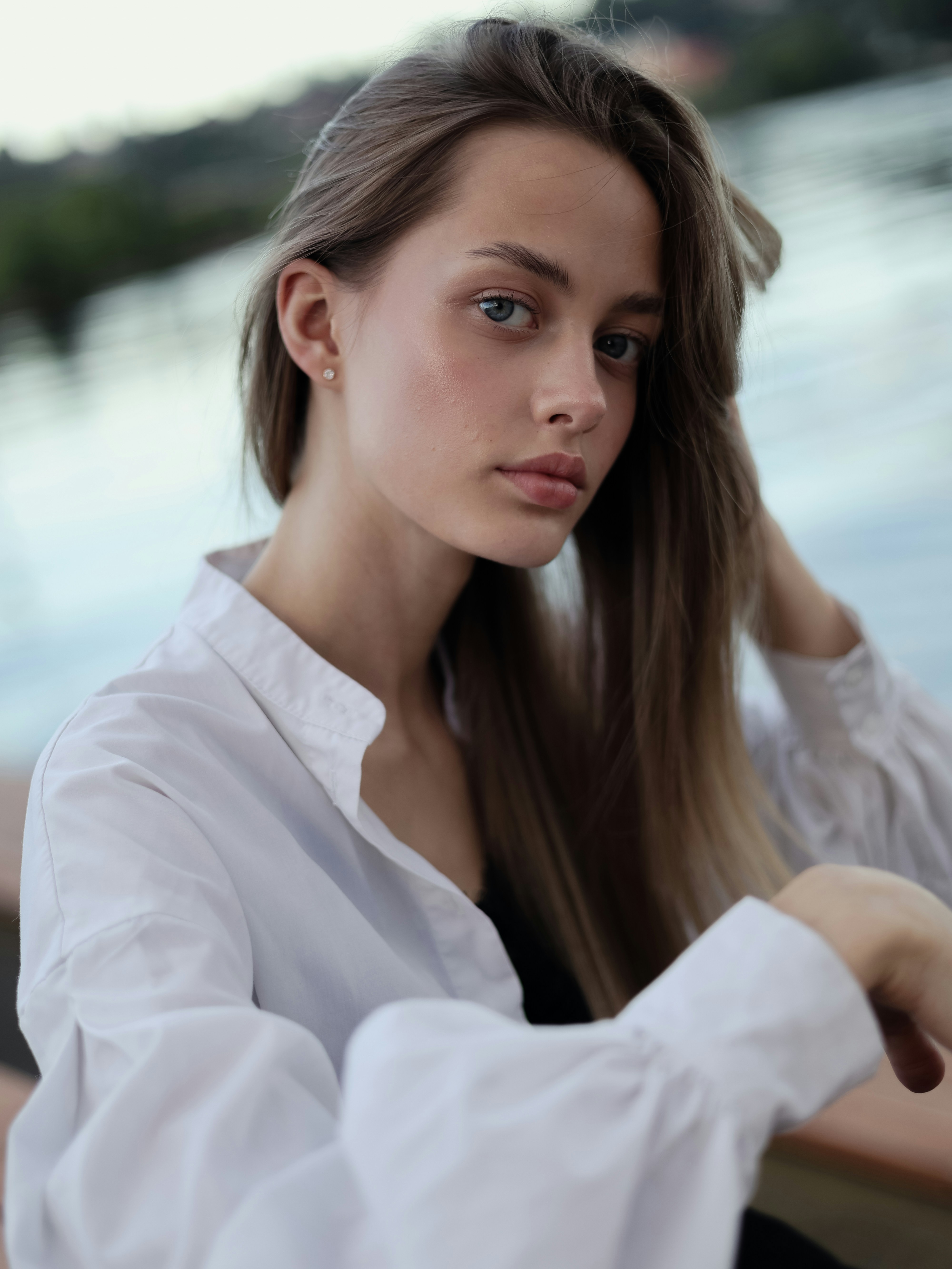 Quiet Confidence by the Lake: Portrait in Soft Light