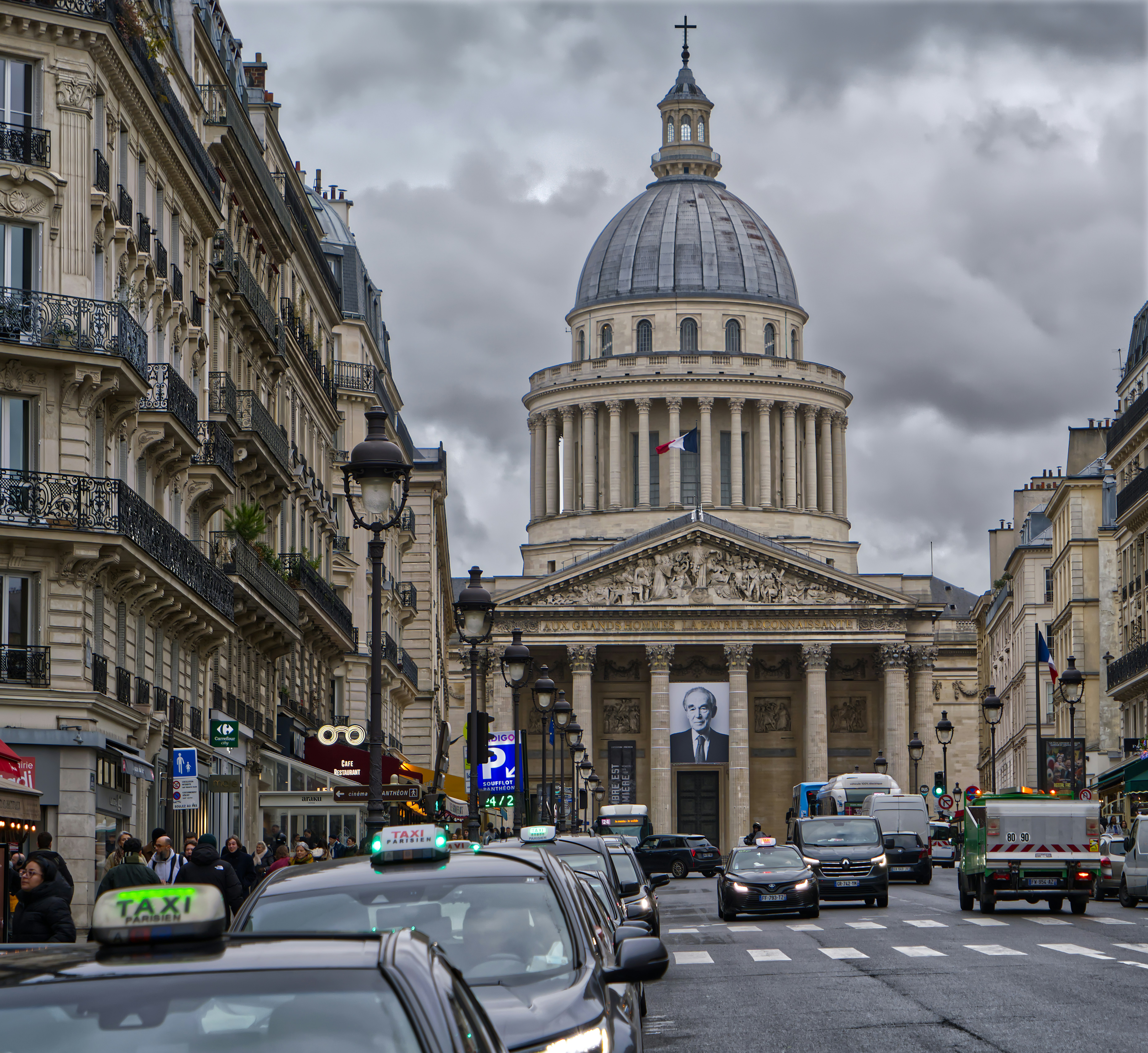 Distant Pantheon Opera: A Parisian Street Framed by a Majestic Dome