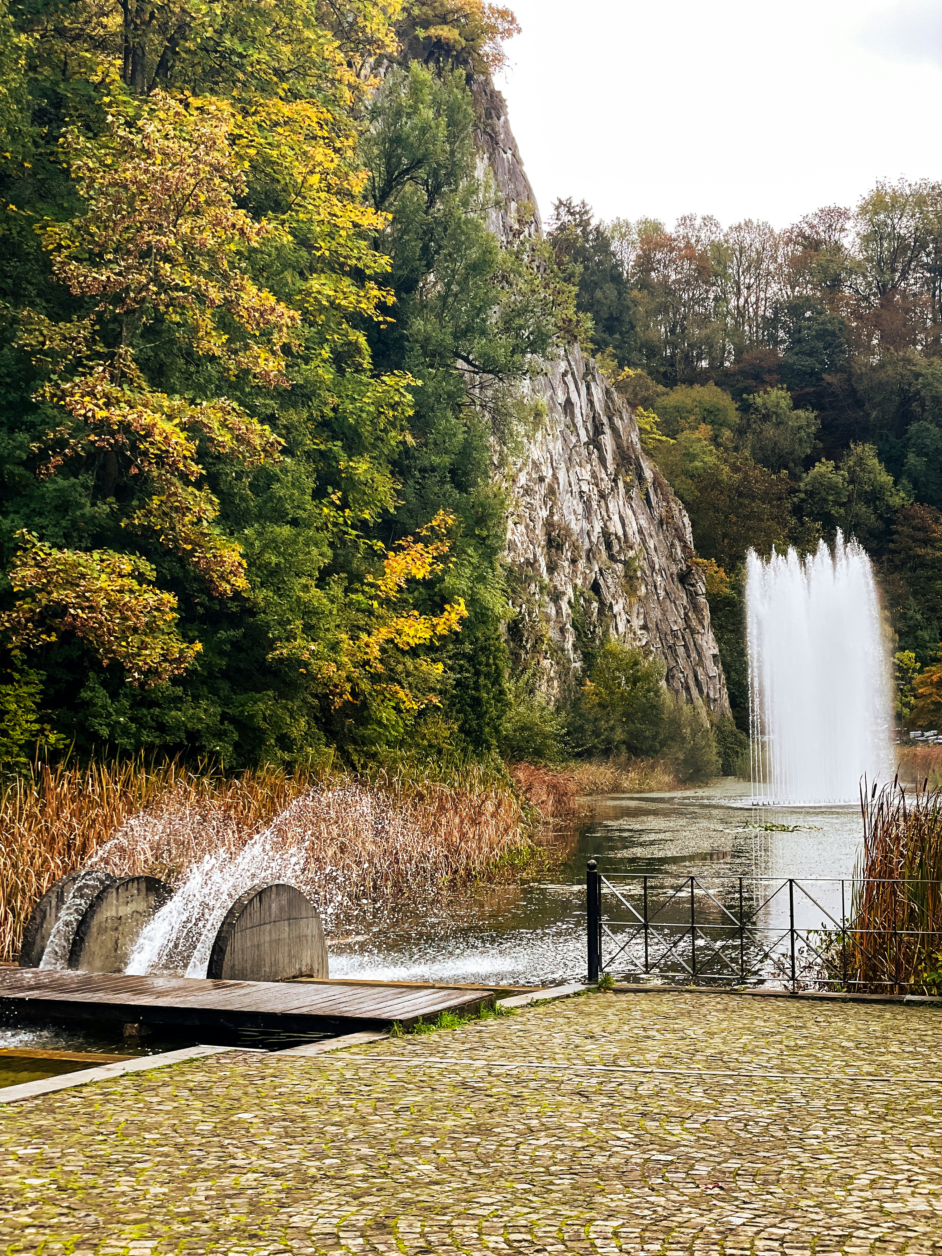 Cascade of Fall Colors at the Park Fountain