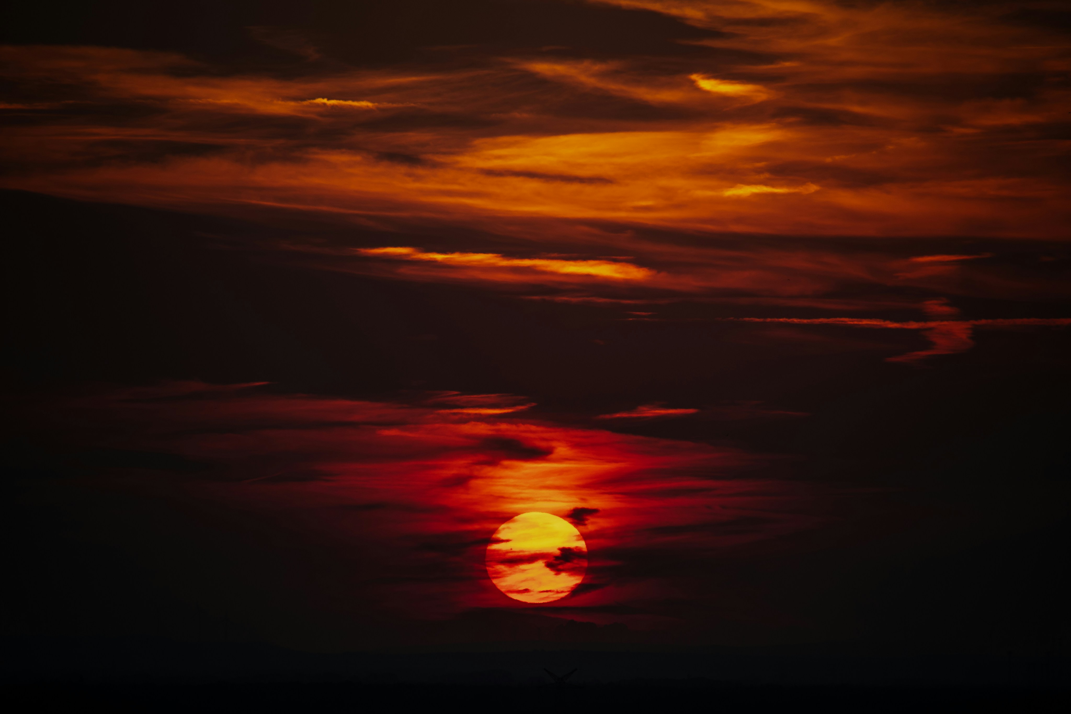 Crimson Sun at Dusk: A Quiet Horizon