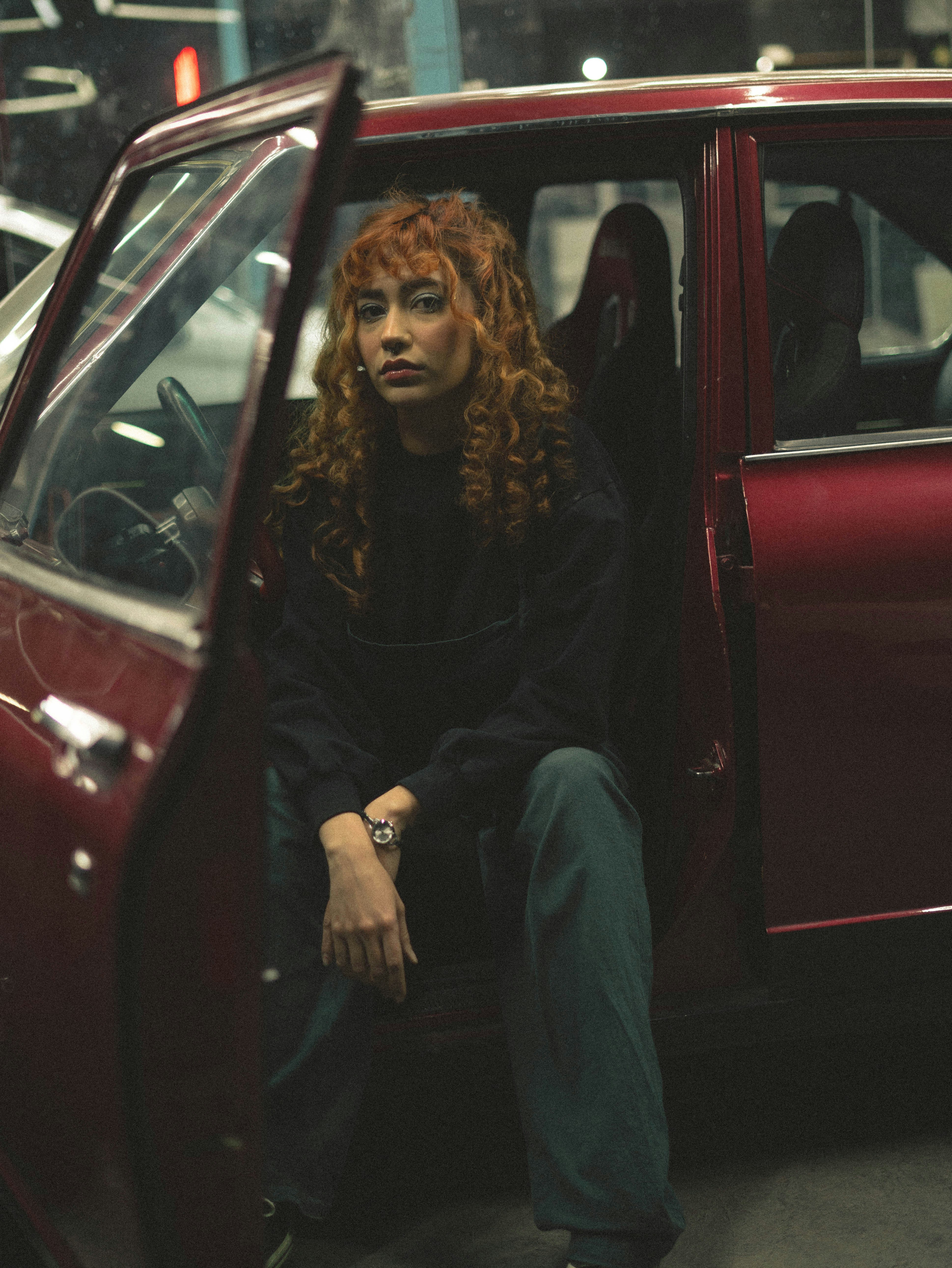 Centered Gaze: A Red Car, A Quiet Moment