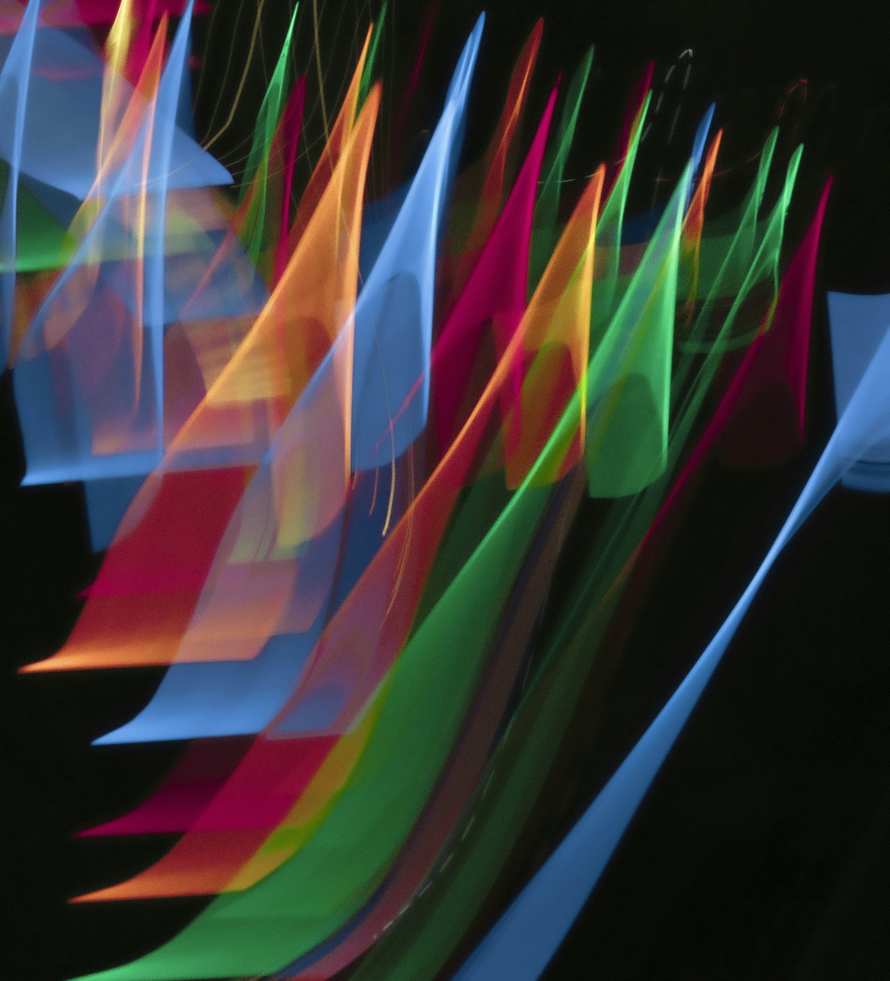 Prismatic Whirls: Neon Ribbon Arcs in Motion
