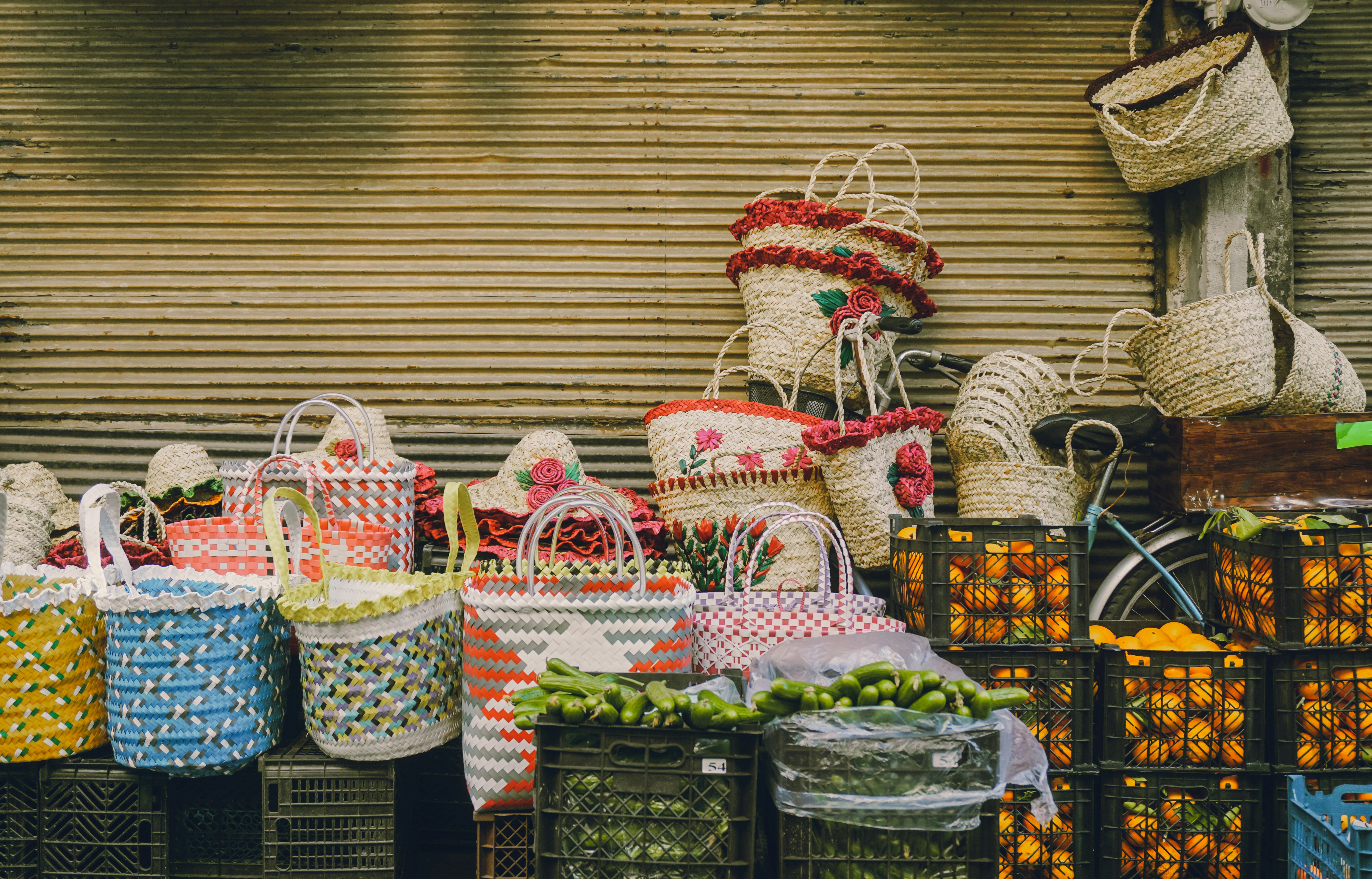 Market Baskets: Colorful Weave at the Laden Stall