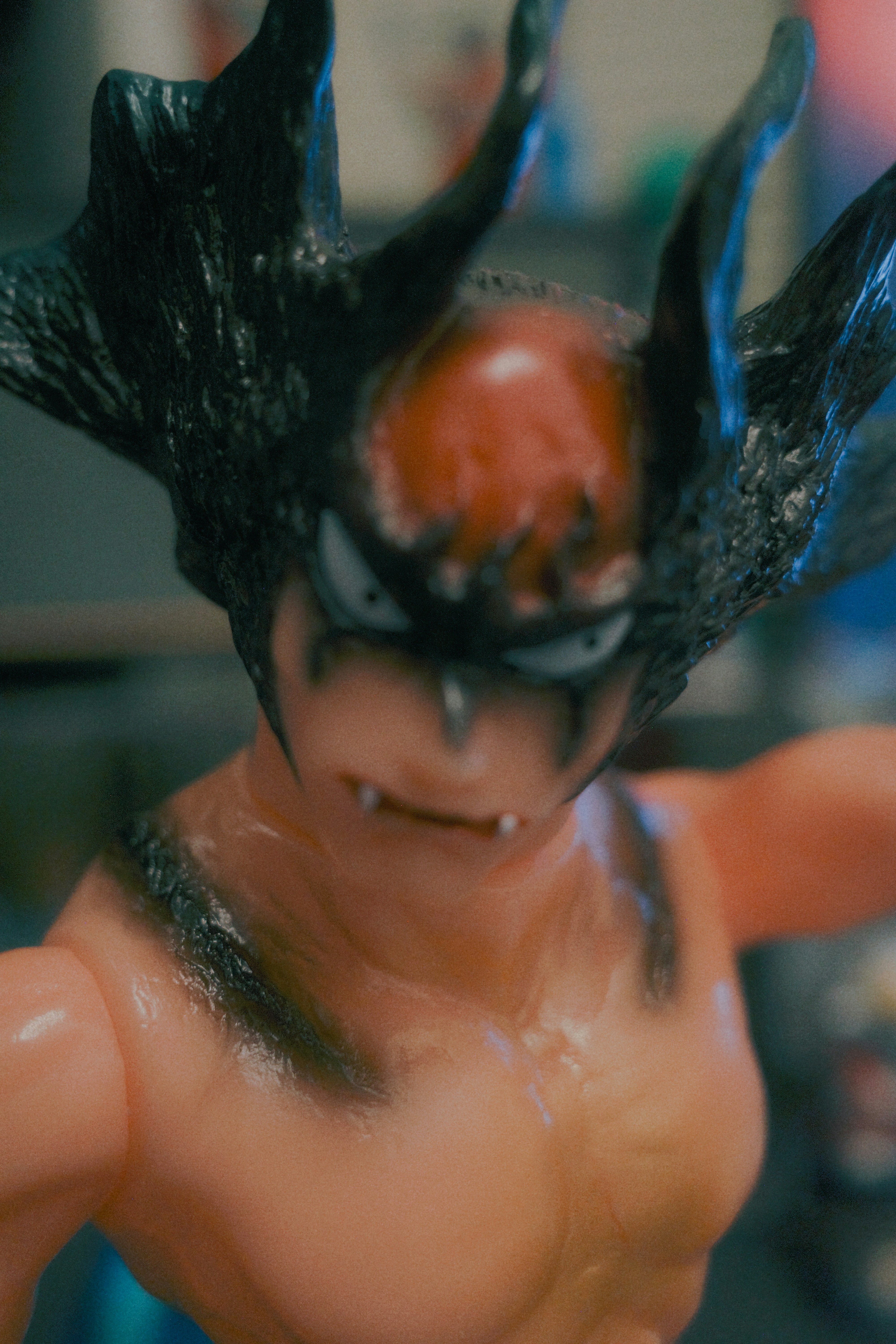 Midnight Fury: Dark Crest Masked in Focus