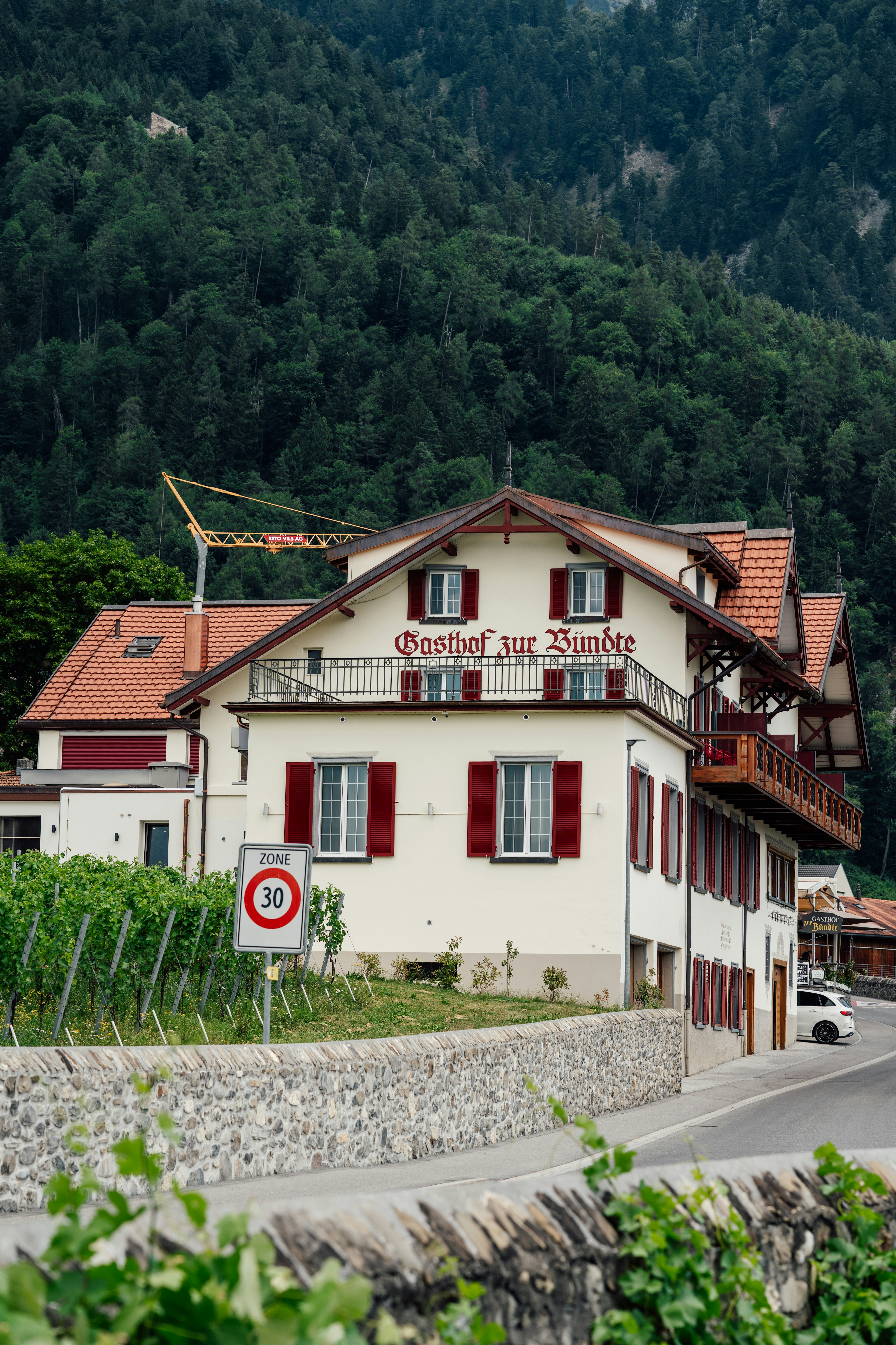 Charming Alpine Inn Nestled Against a Pine Ridge