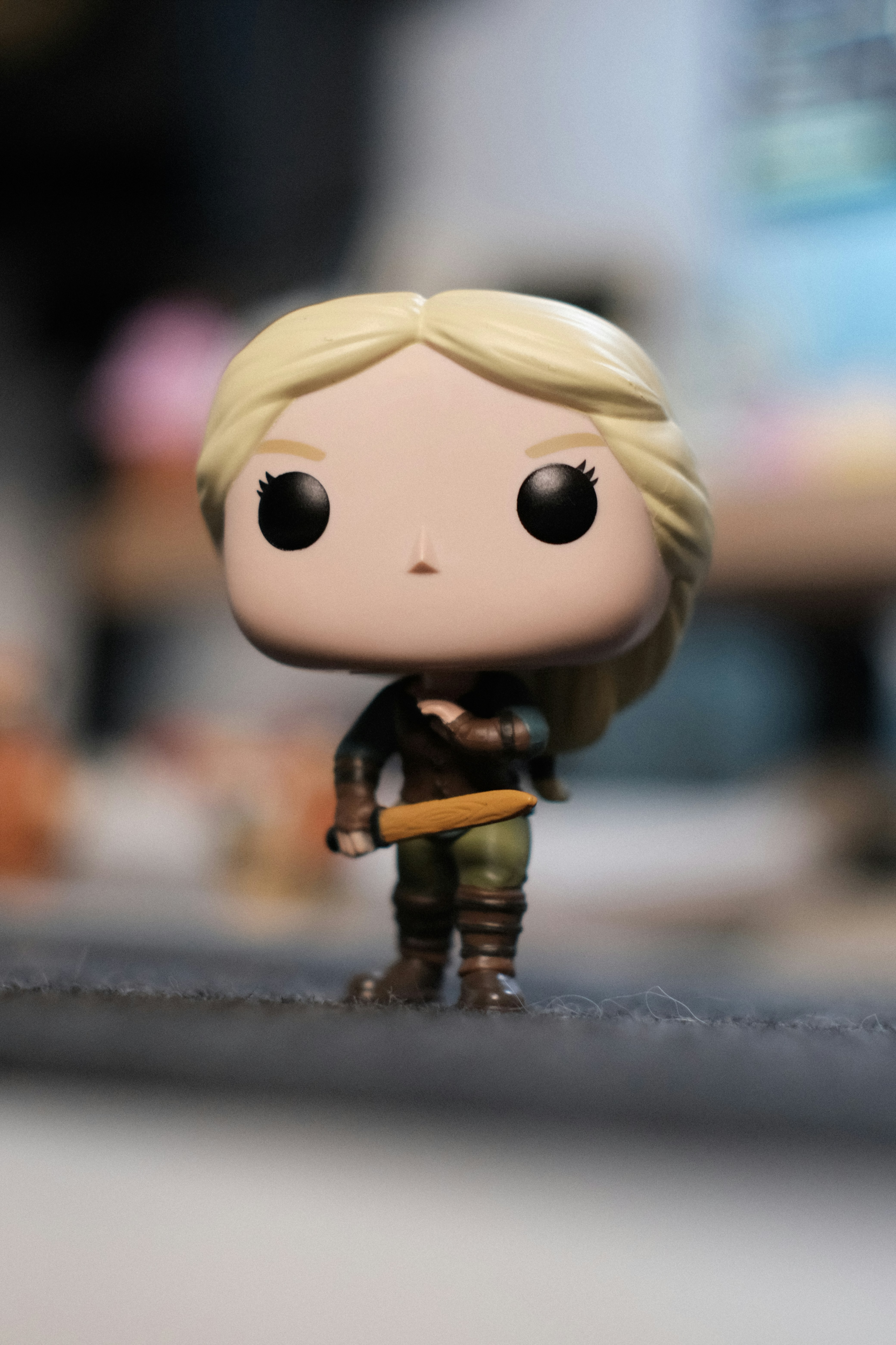 Tiny Hero in Focus: A Pop Vinyl Warrior Outdoors