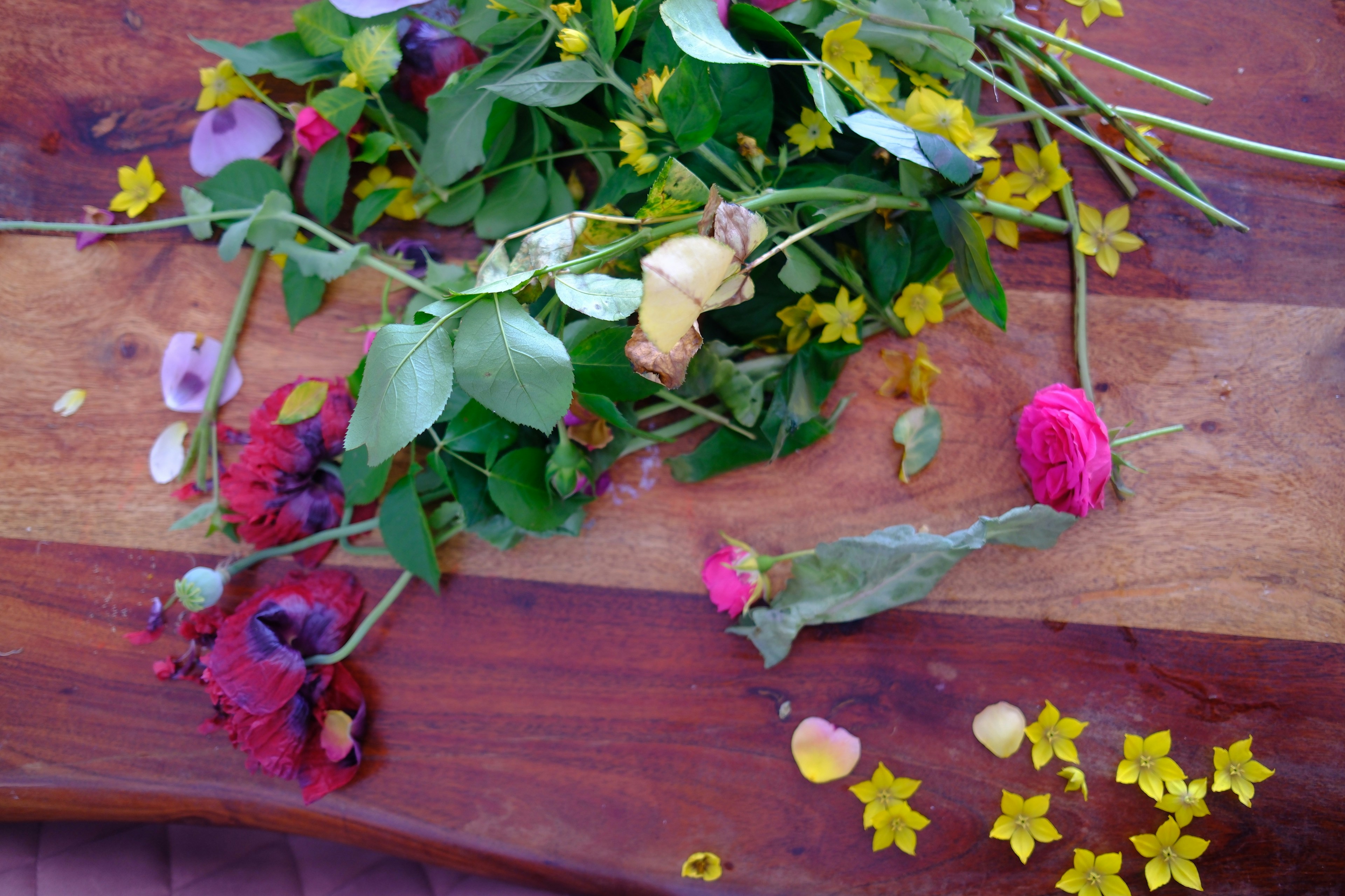 Bouquet Fragments on a Rustic Table
