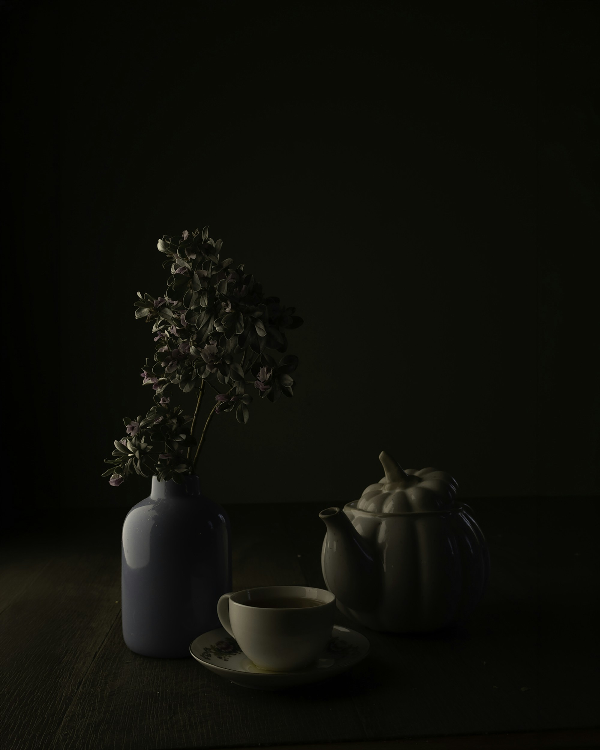 Quiet Embrace: A Still Life with Bloom and Teapot