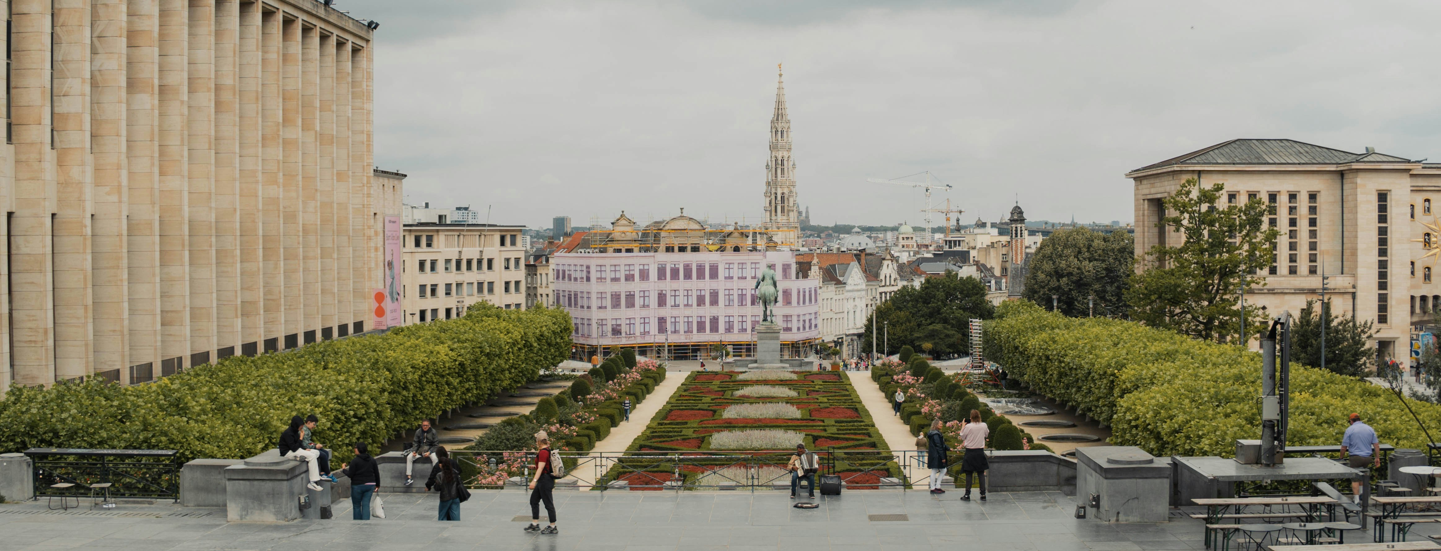 Staircase to a Lush Terrace: A Symmetric City Vista