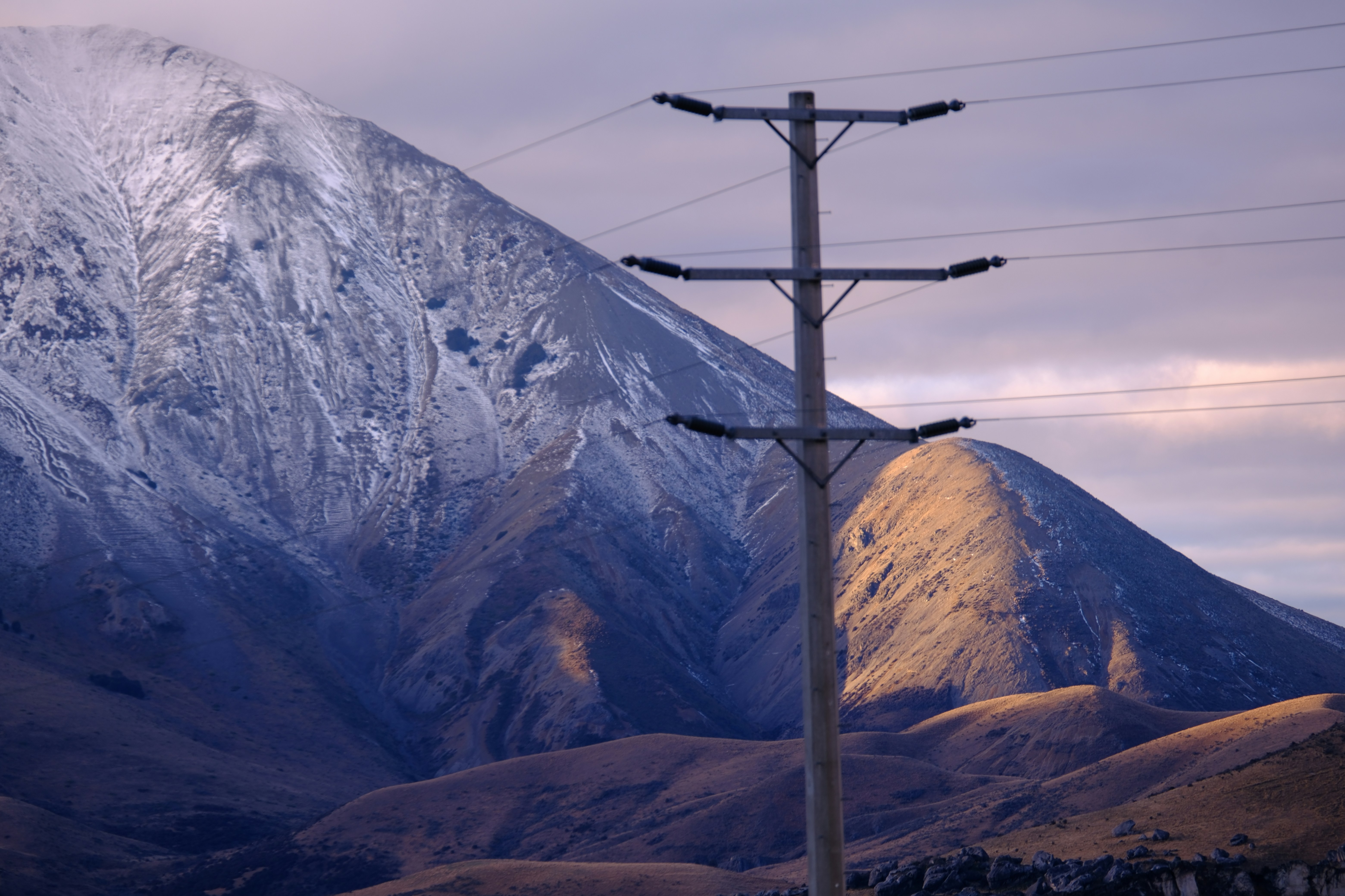 Power Lines Across a Mountain Sea