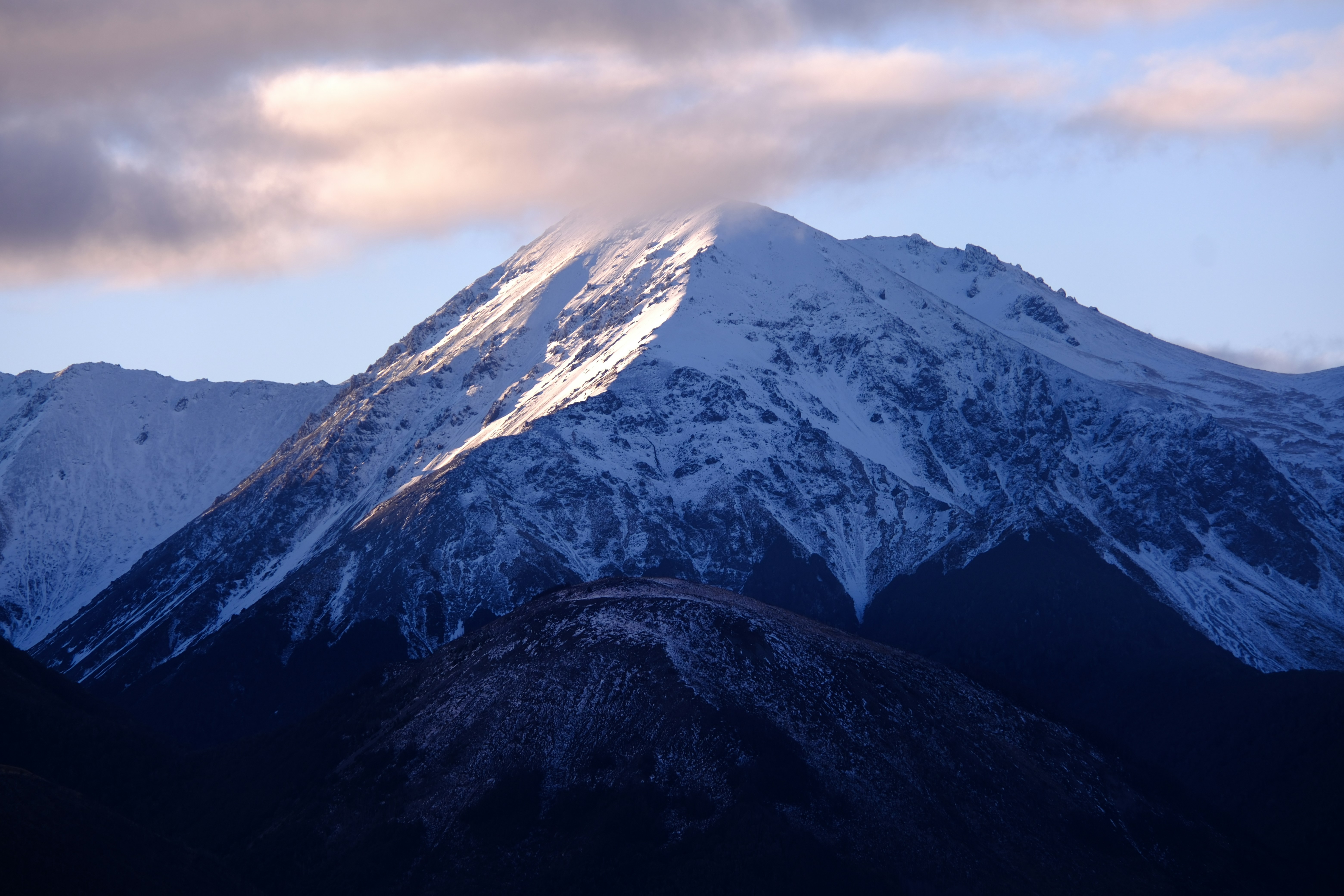 Snow-Crowned Ridge Breaking Sunrise