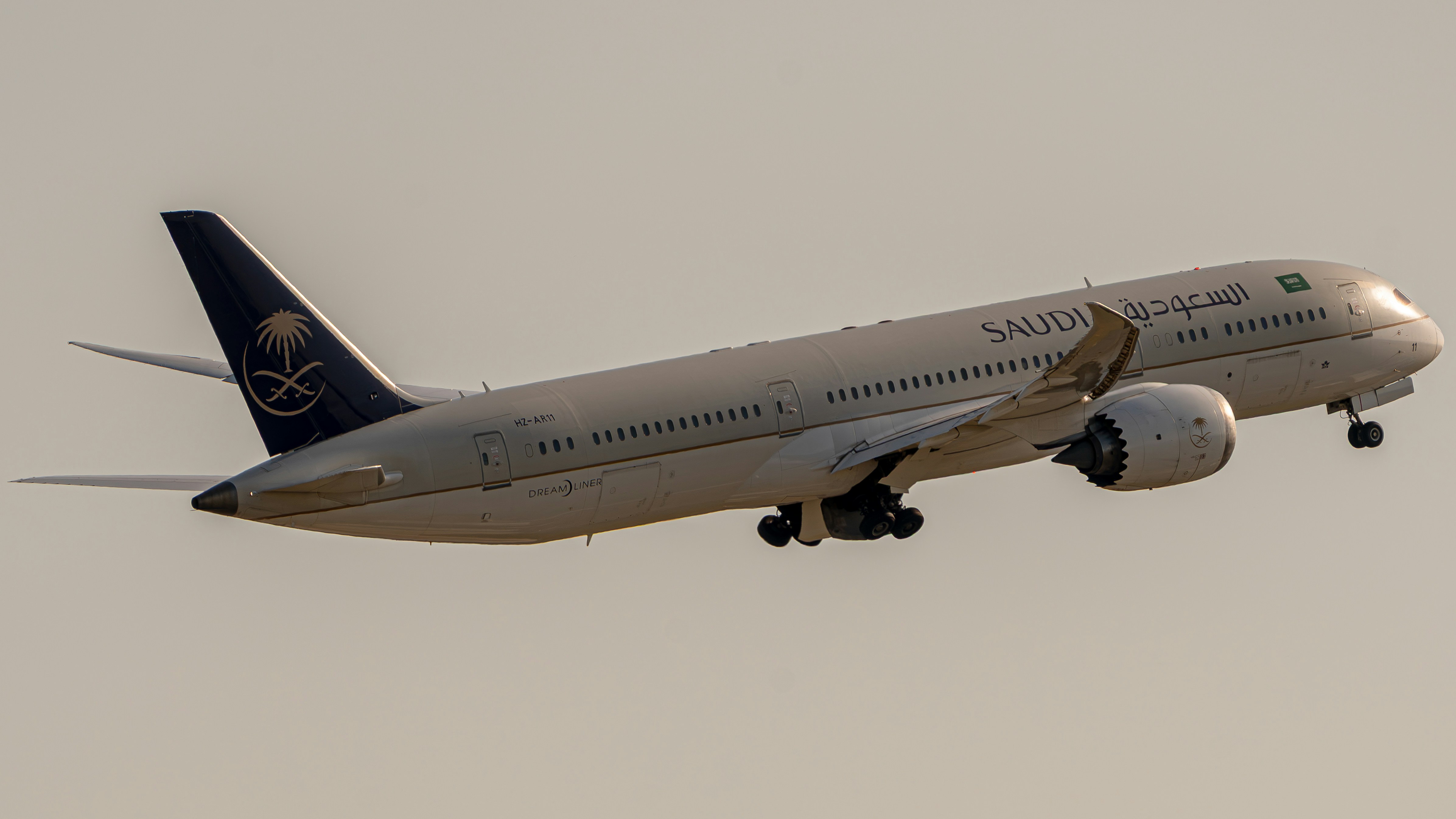 Saudi Unfolding in the Sky: A Boeing glides toward the horizon