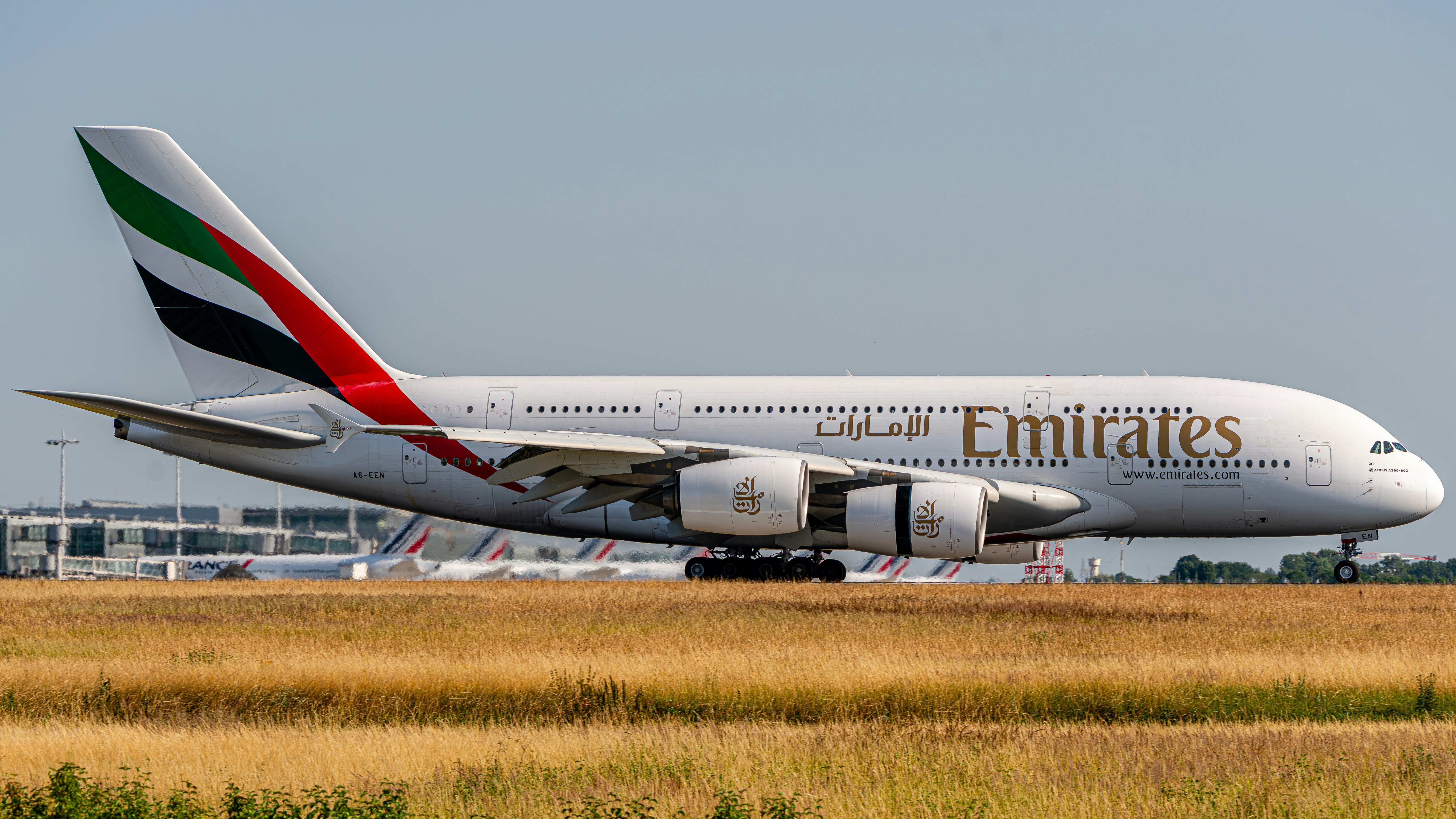 Emirates A380 Final Taxi Across Sunlit Tundra