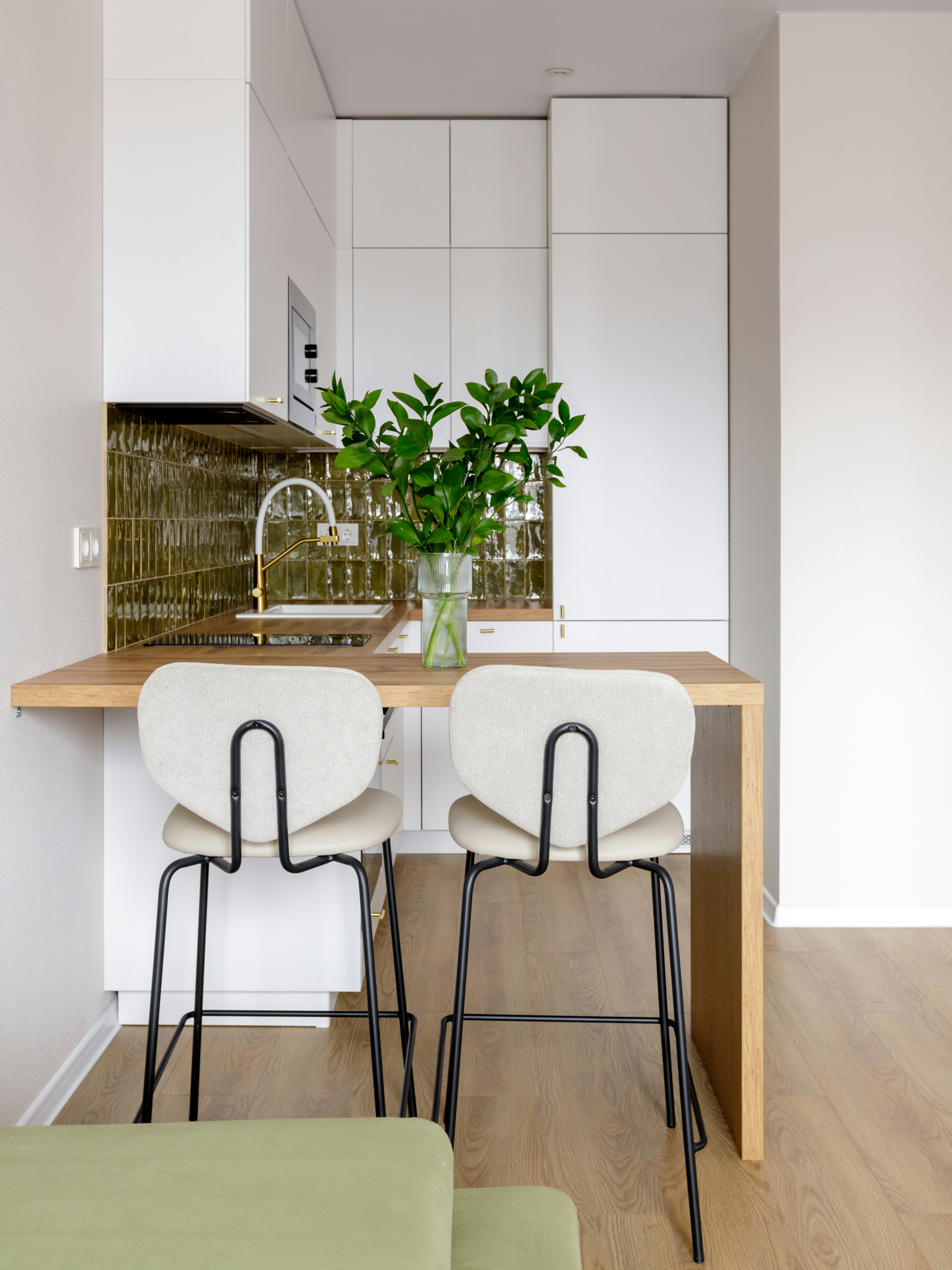 Minimalist Kitchen Nook with Greenery Accent