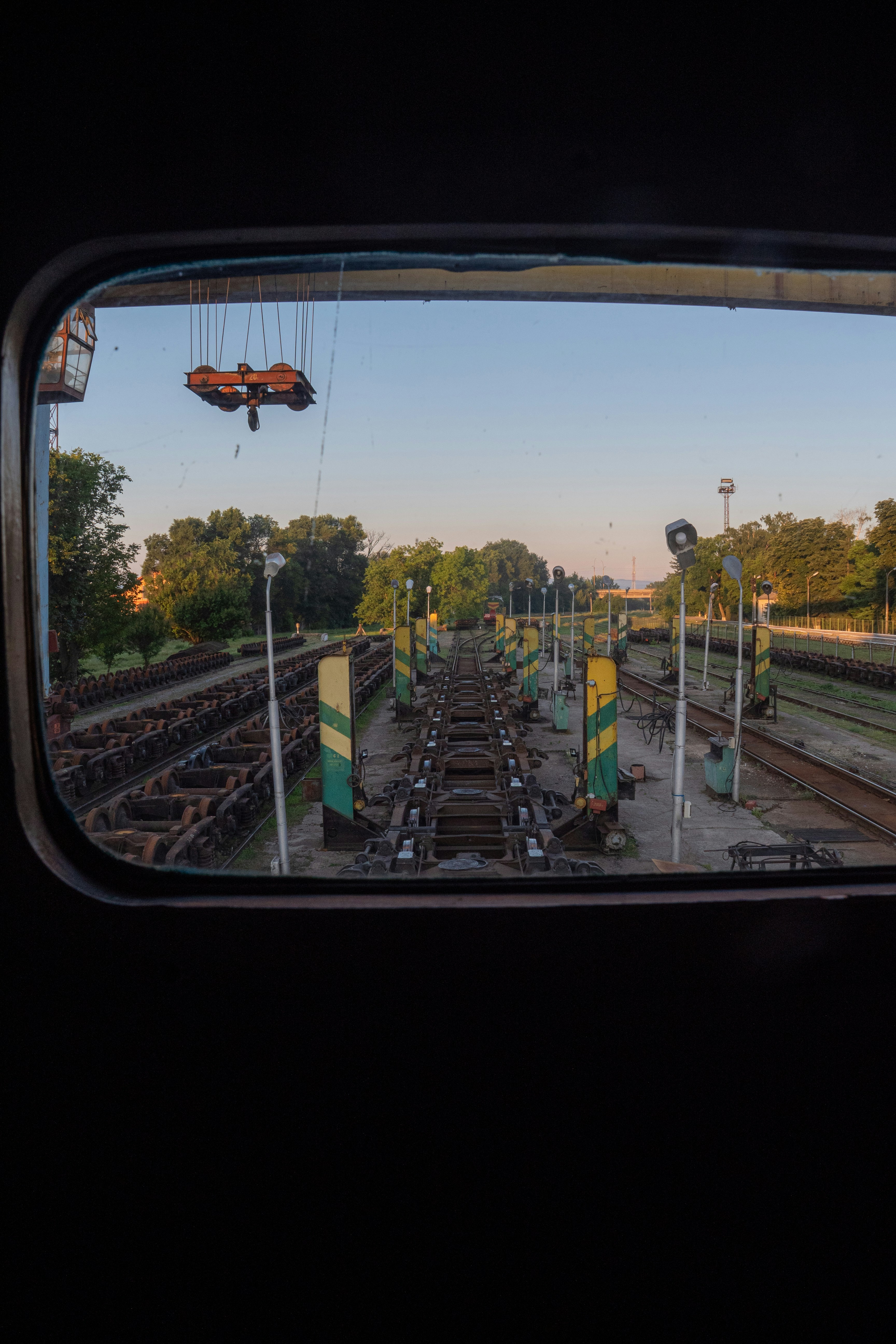Through the Window onto the Quiet Rail Yard