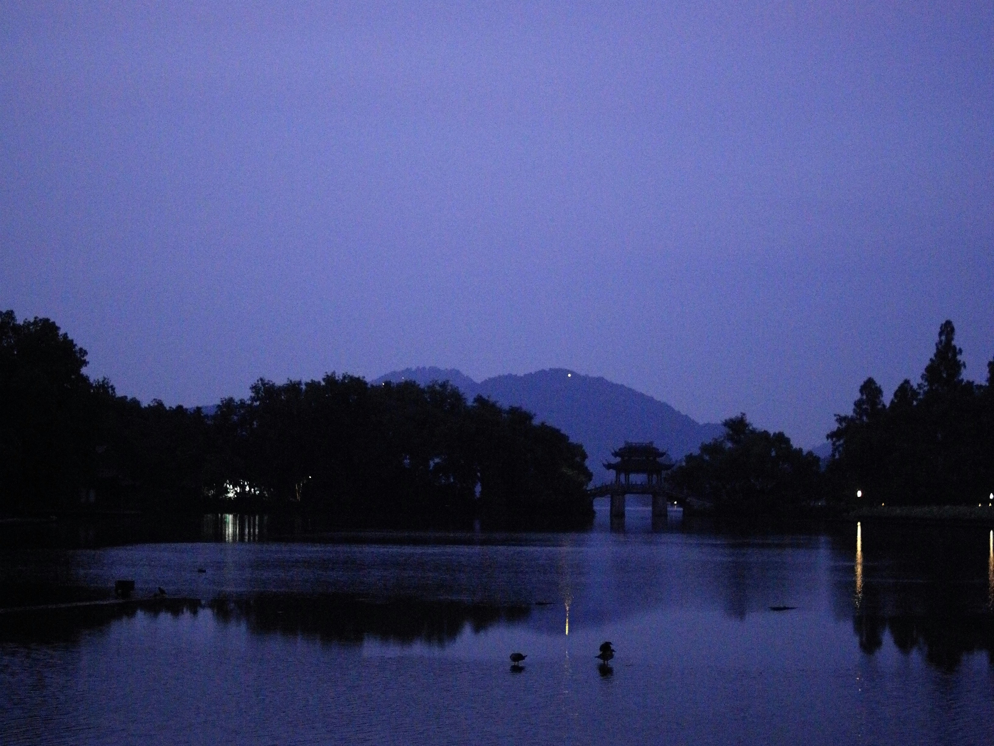 Twilight Gate Over Quiet Waters