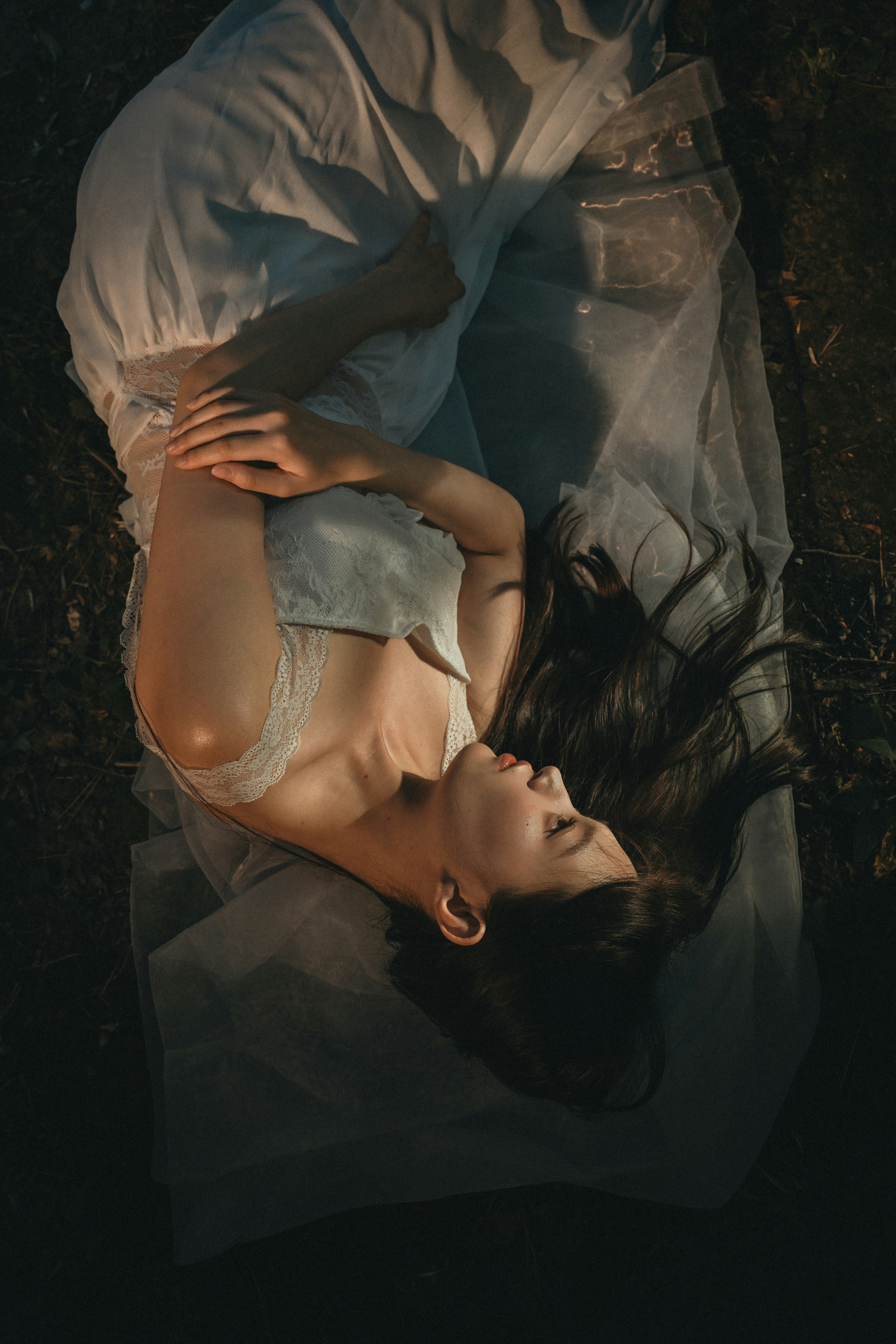 Midnight Veil: A Quiet Portrait Beneath Dappled Light
