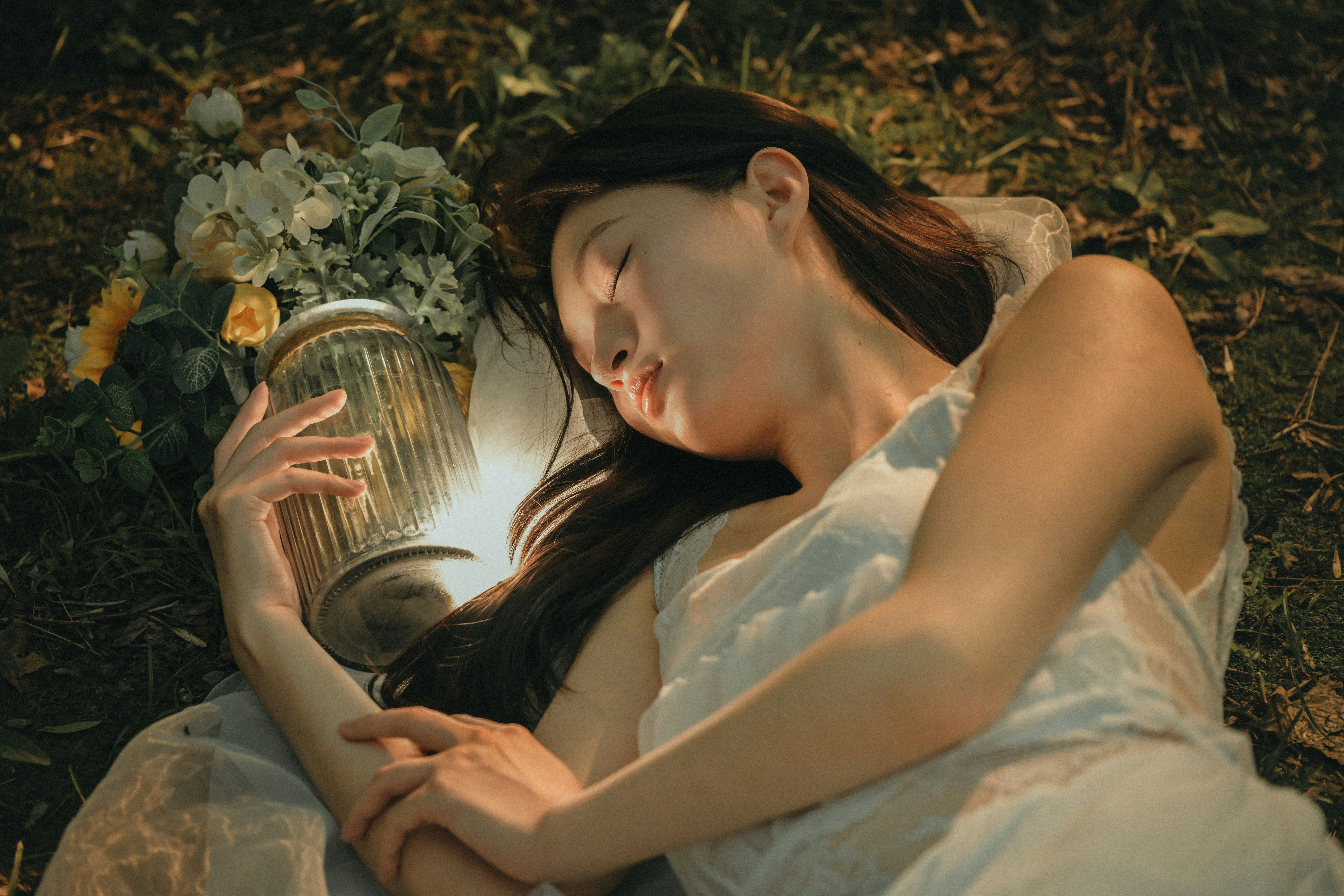 Moonlit Lullaby: Gentle Portrait with a Lantern