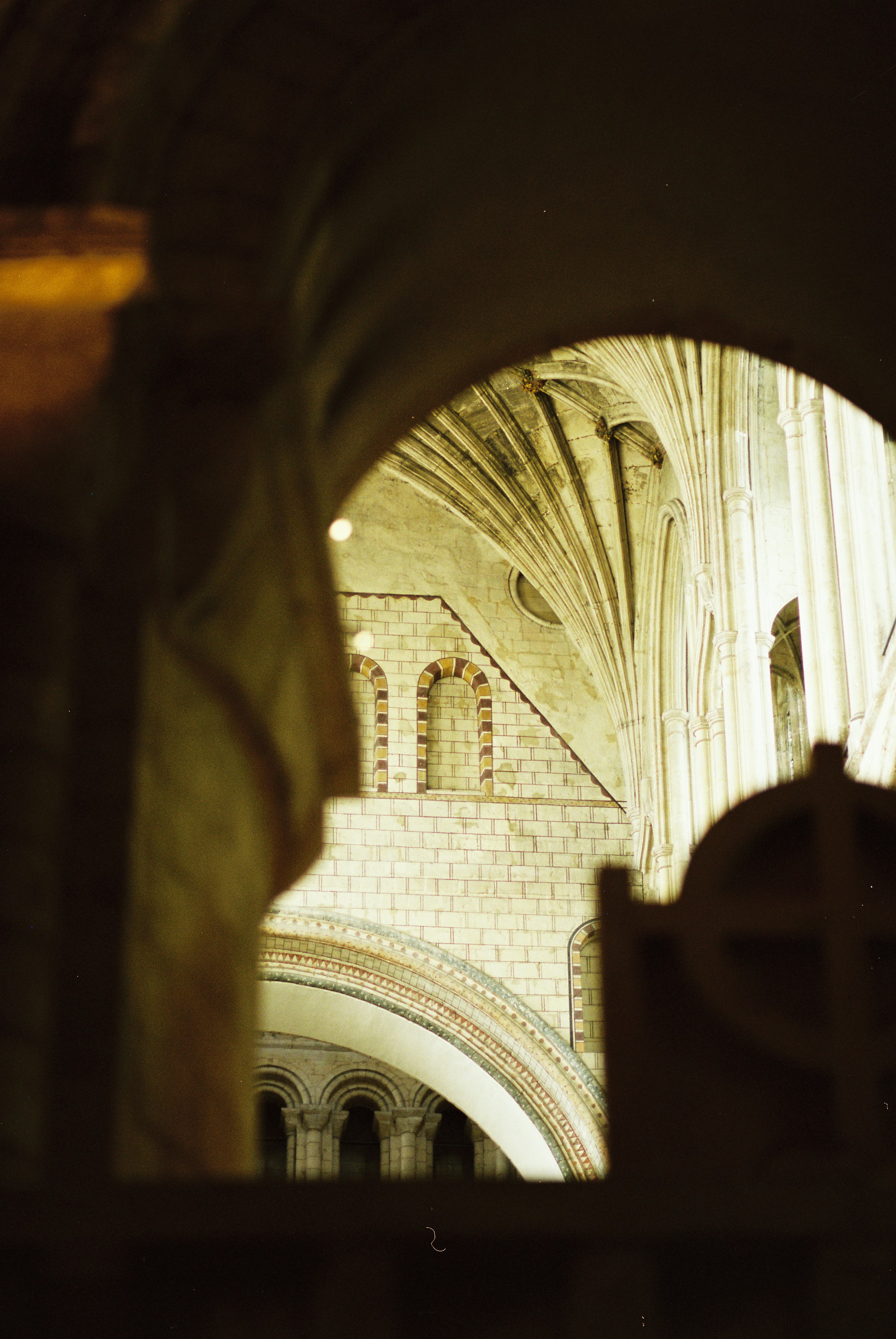 Gothic Archway Through a Dim Interior Window