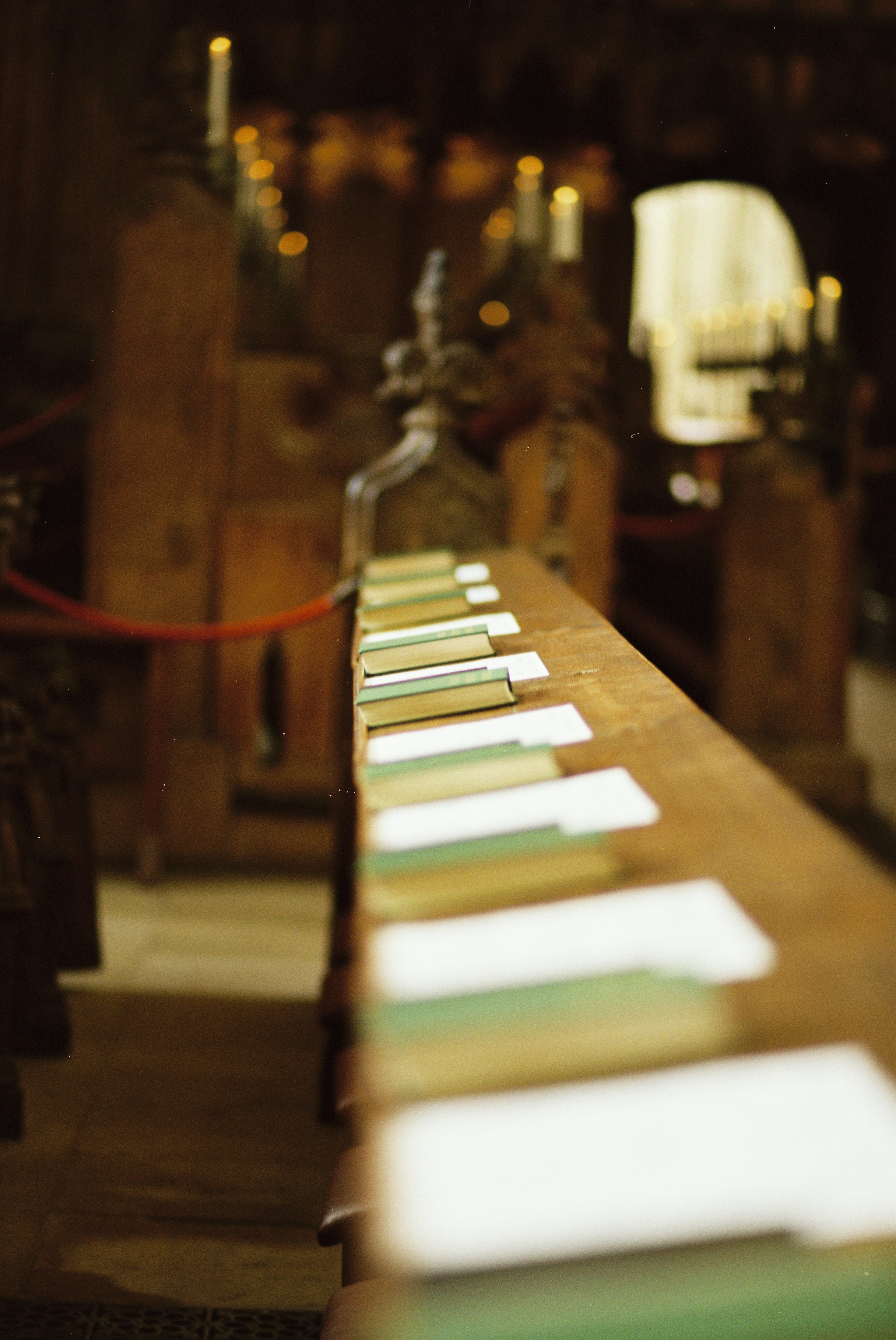 Red Velvet Baroque: A Row of Keys Blurred into Velvet Tones