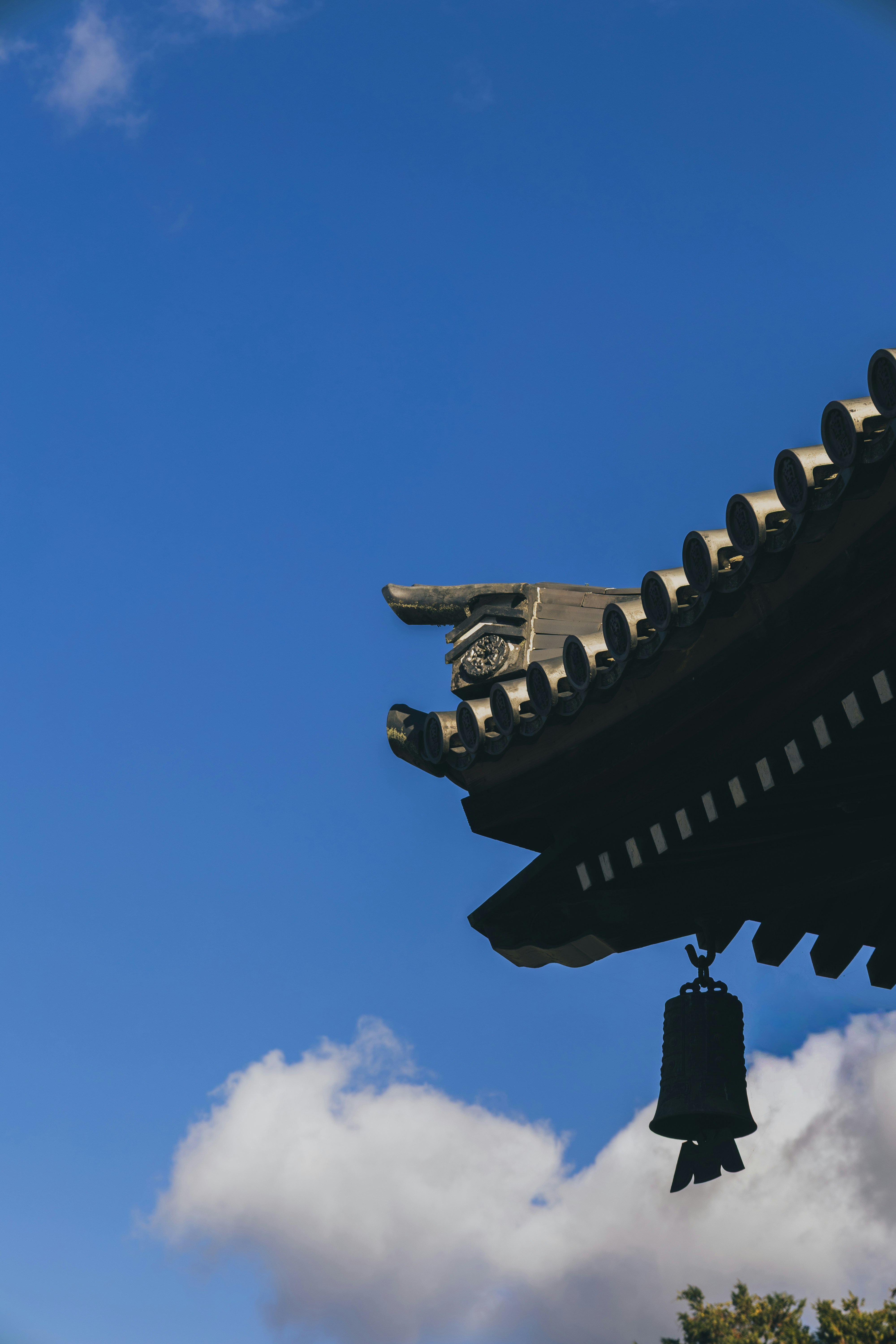 Ceremonial Roofline Against a Clear Blue Sky