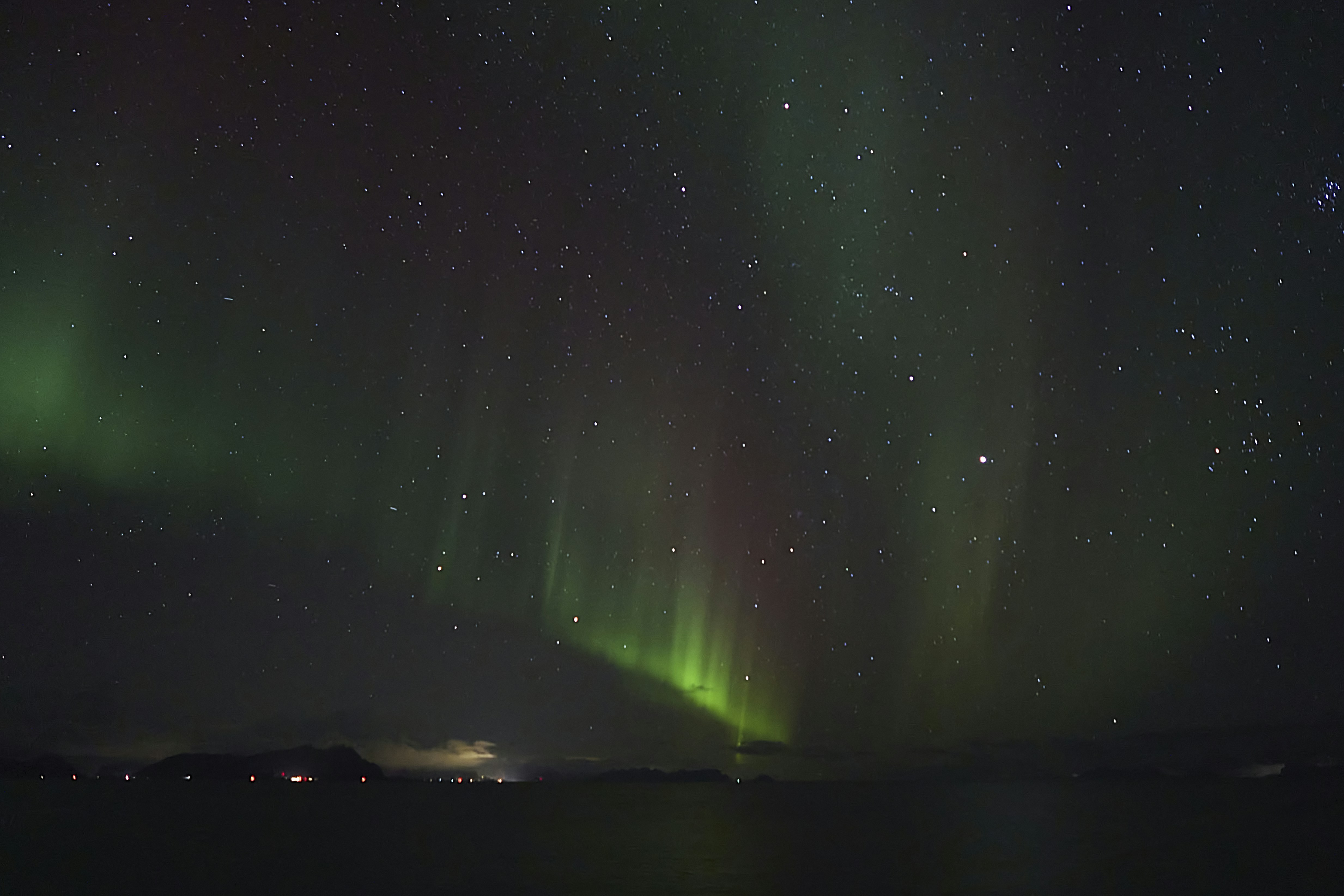 Aurora Veil over a Quiet Fjord