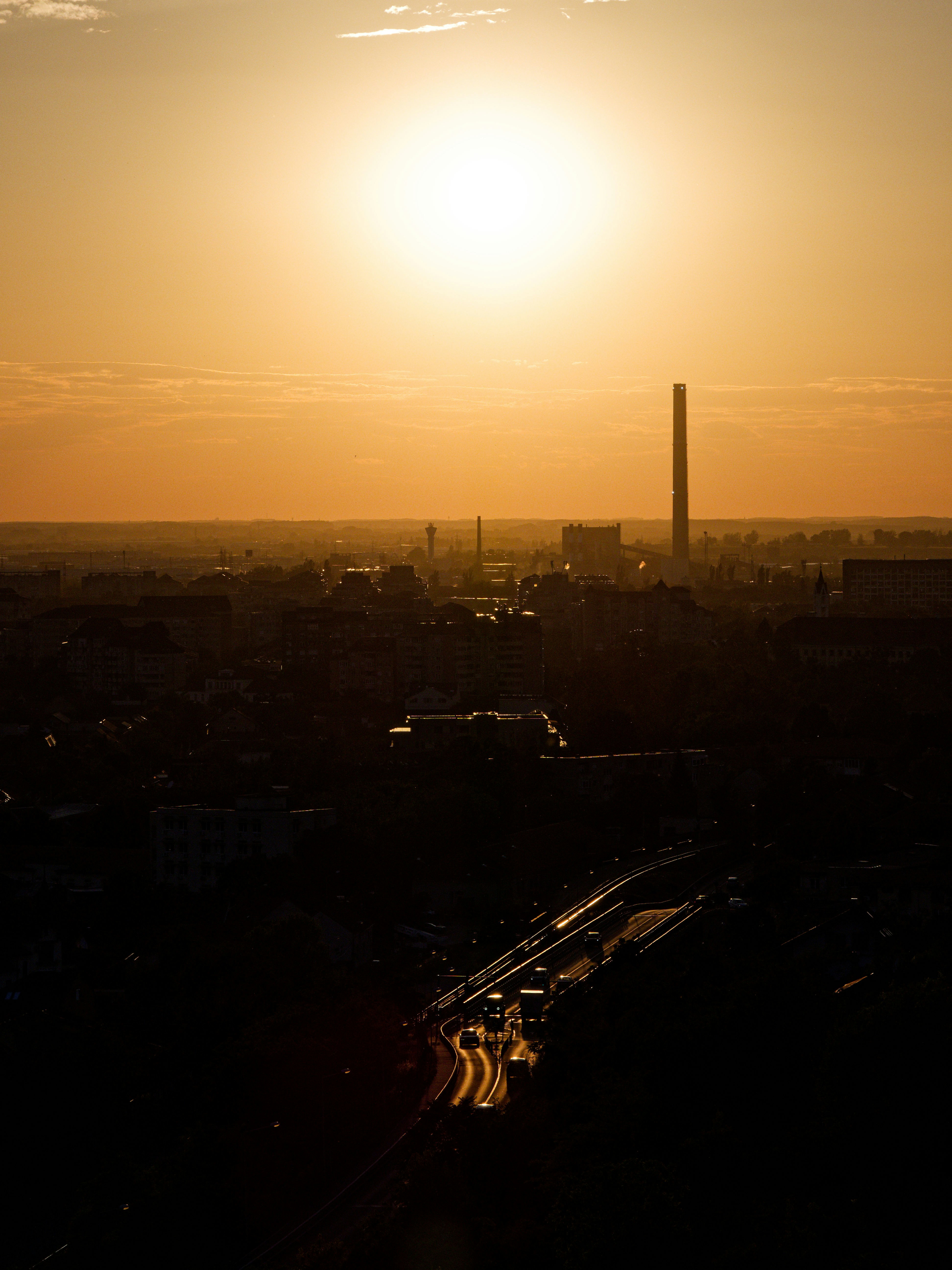 Sunset Over a Quiet Industrial Horizon