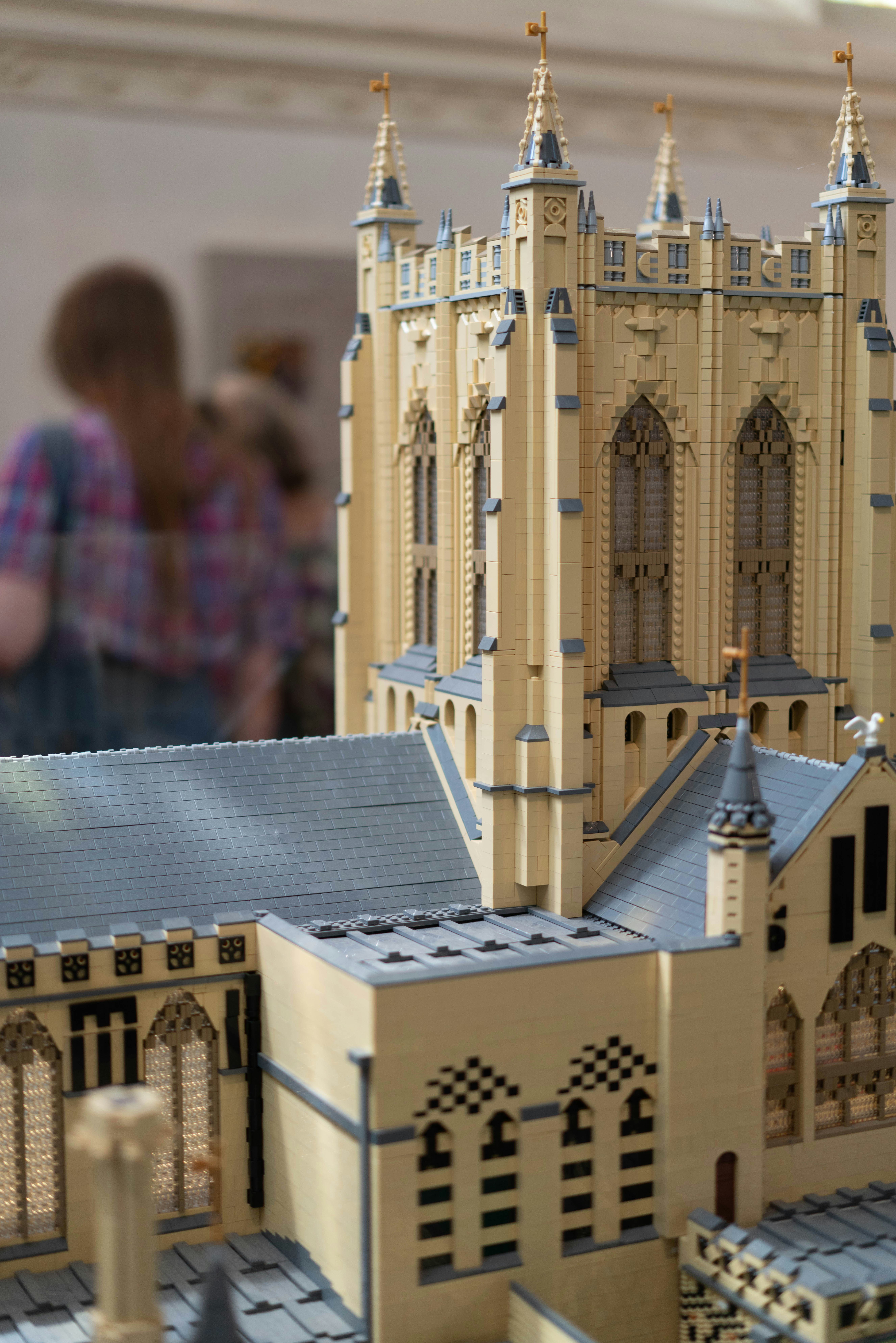 Miniature Cathedral in Focus: A LEGO Landmark Under Soft Spotlight