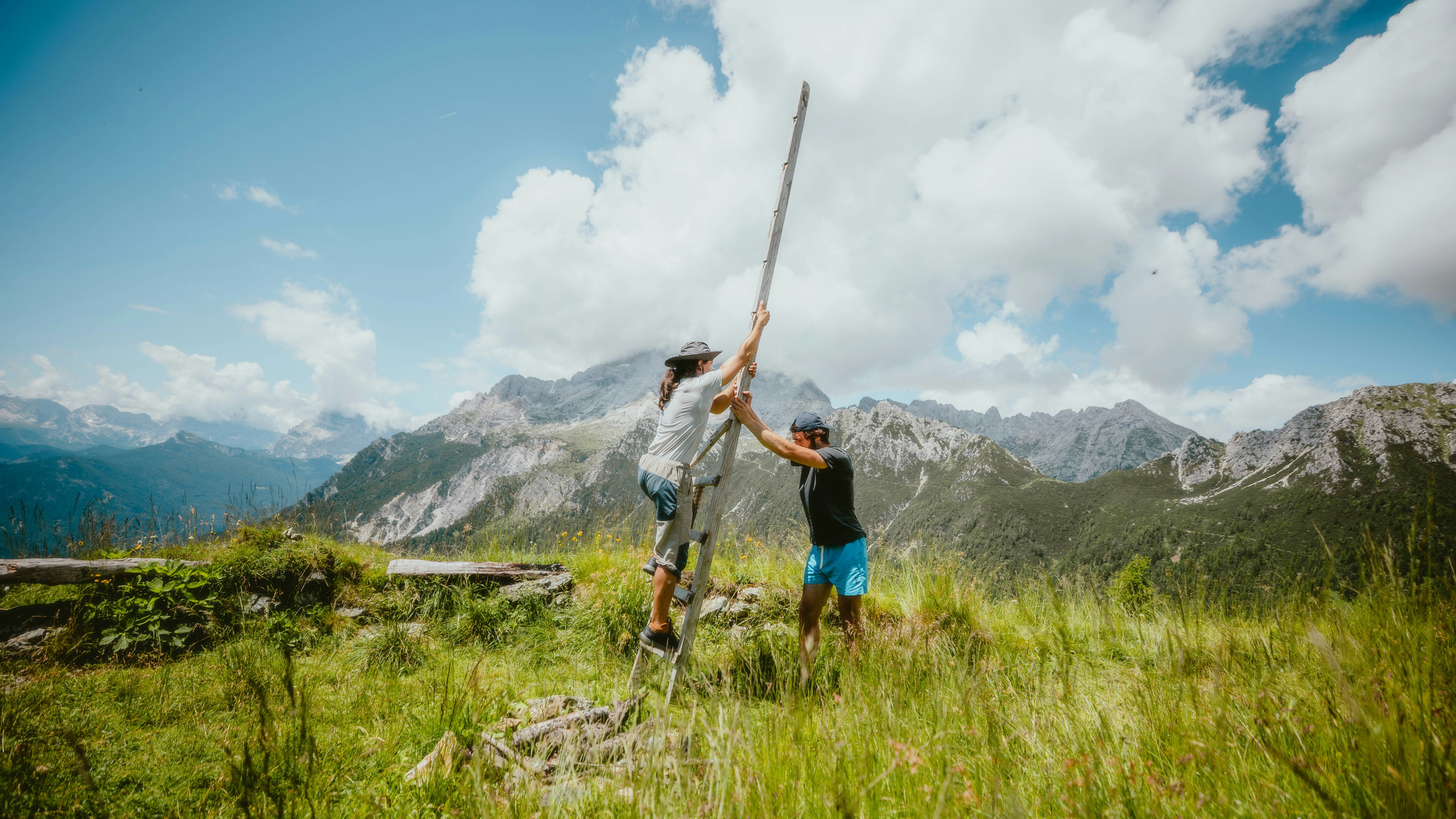 Ridge-top Co-op: Elevating a Pole in Alpine Meadow
