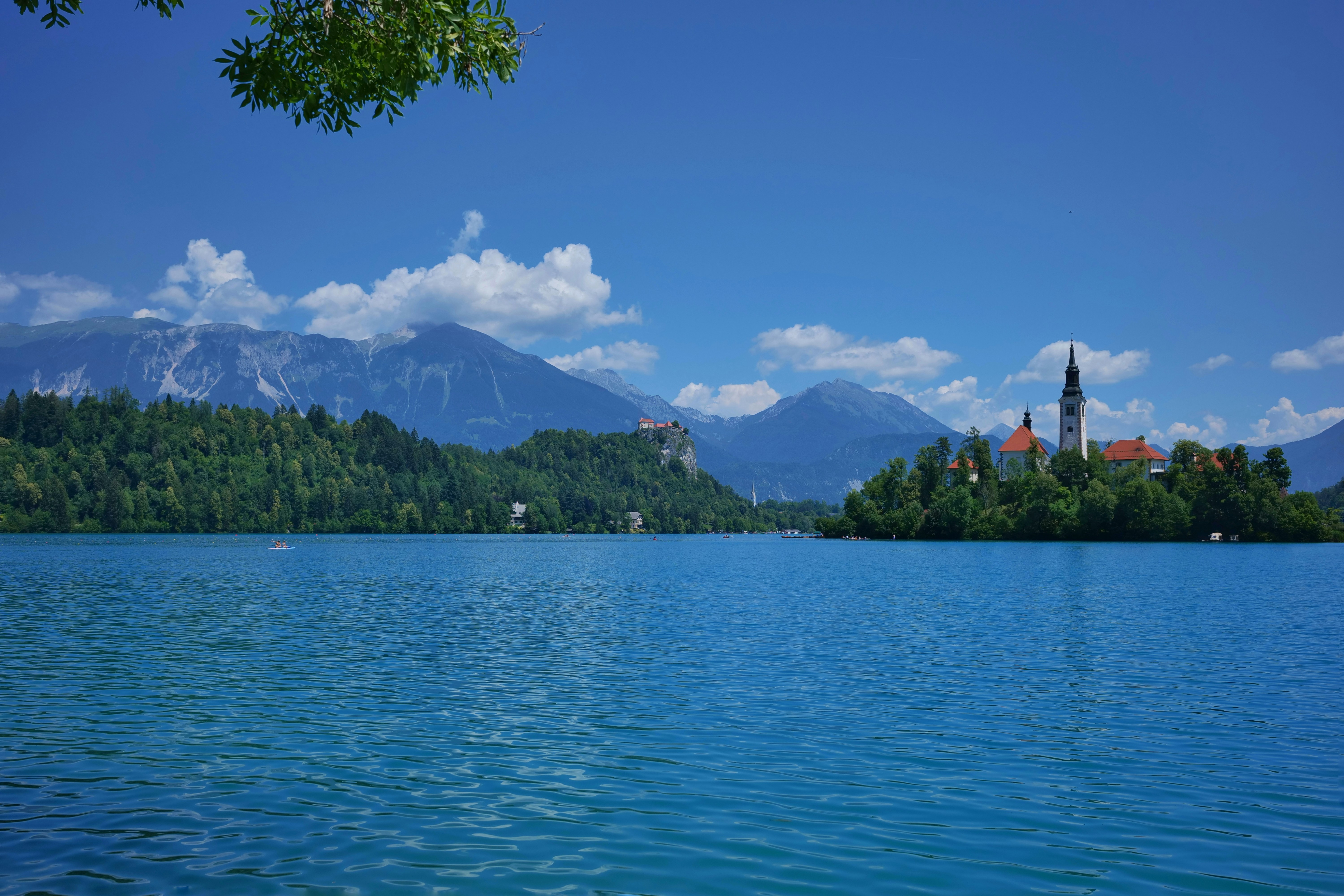 Lakeside Cathedral and Alpine silhouettes under a sapphire sky