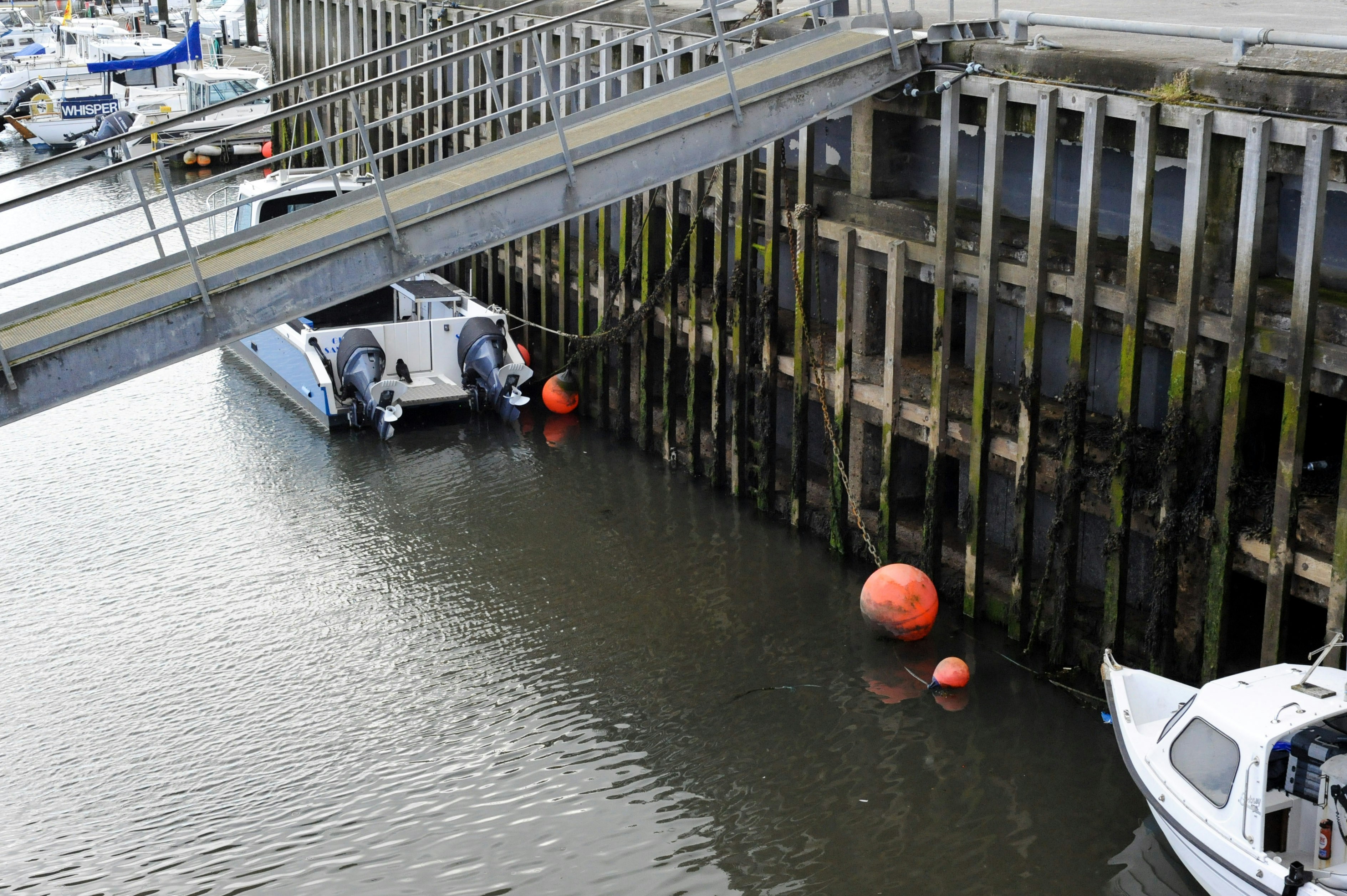 Dockside Footbridge Over Mooring Lines