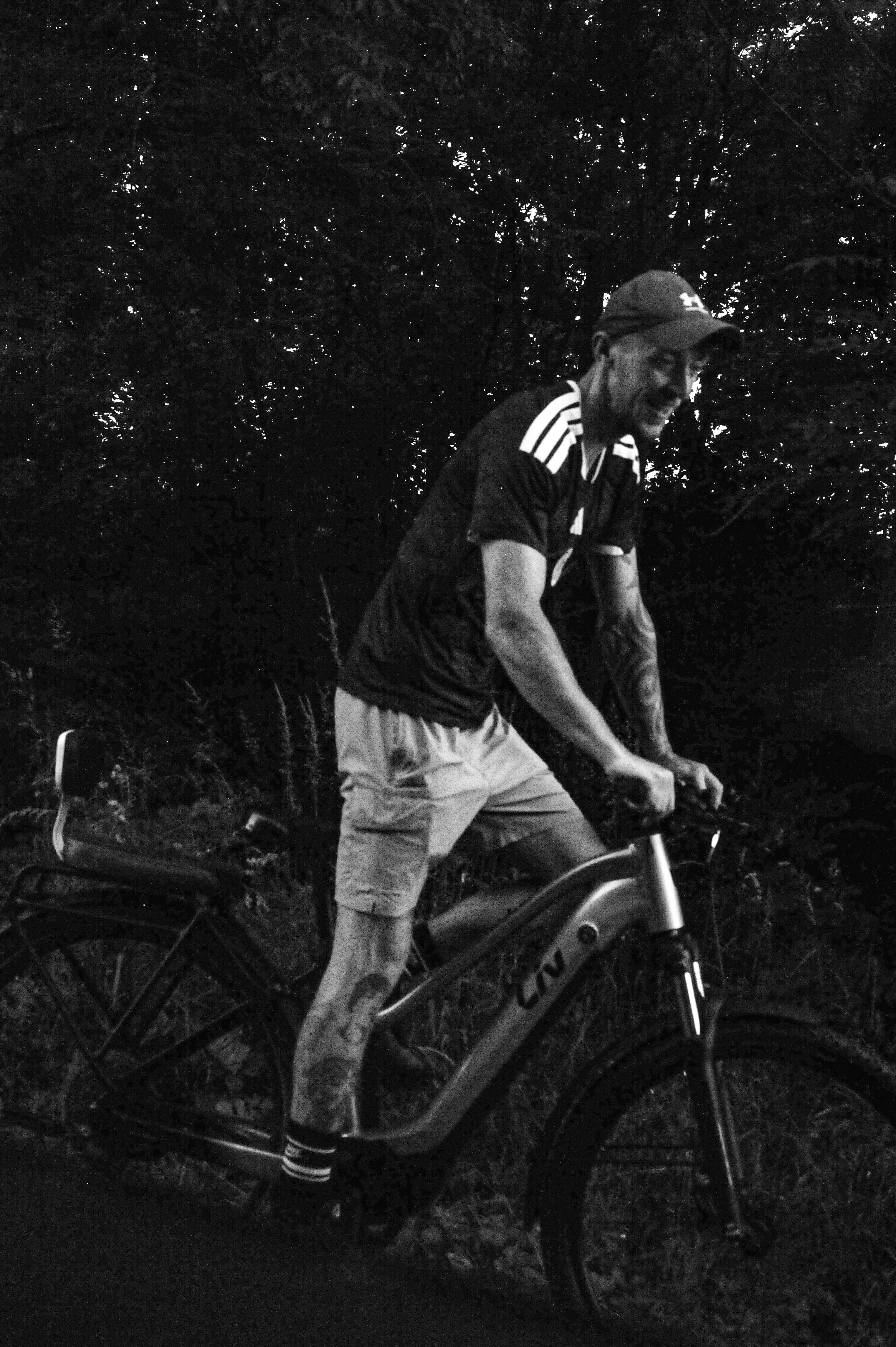 Riding the Quiet Trail: A Cyclist in Black and White Motion
