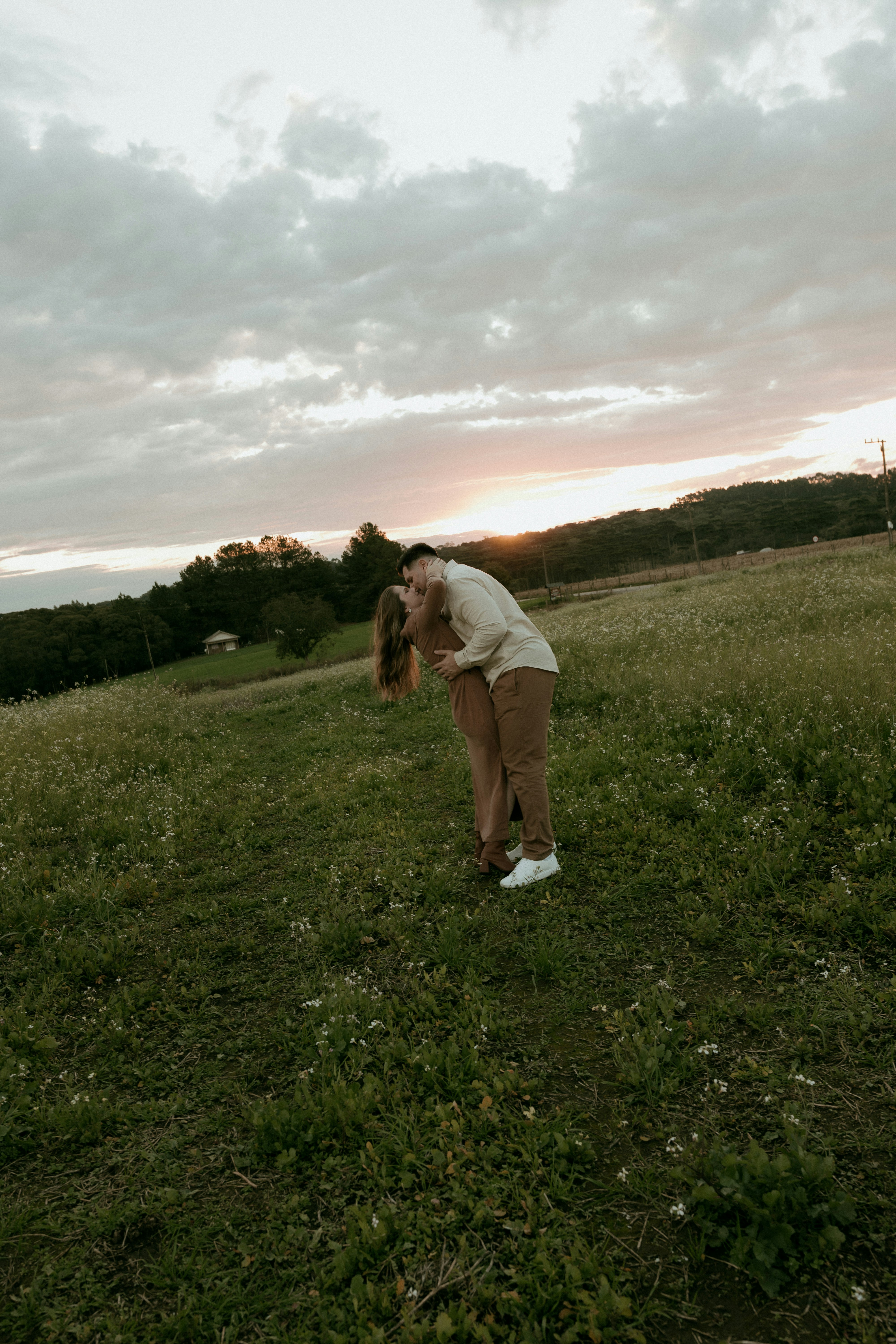 Sunset Embrace in a Meadow