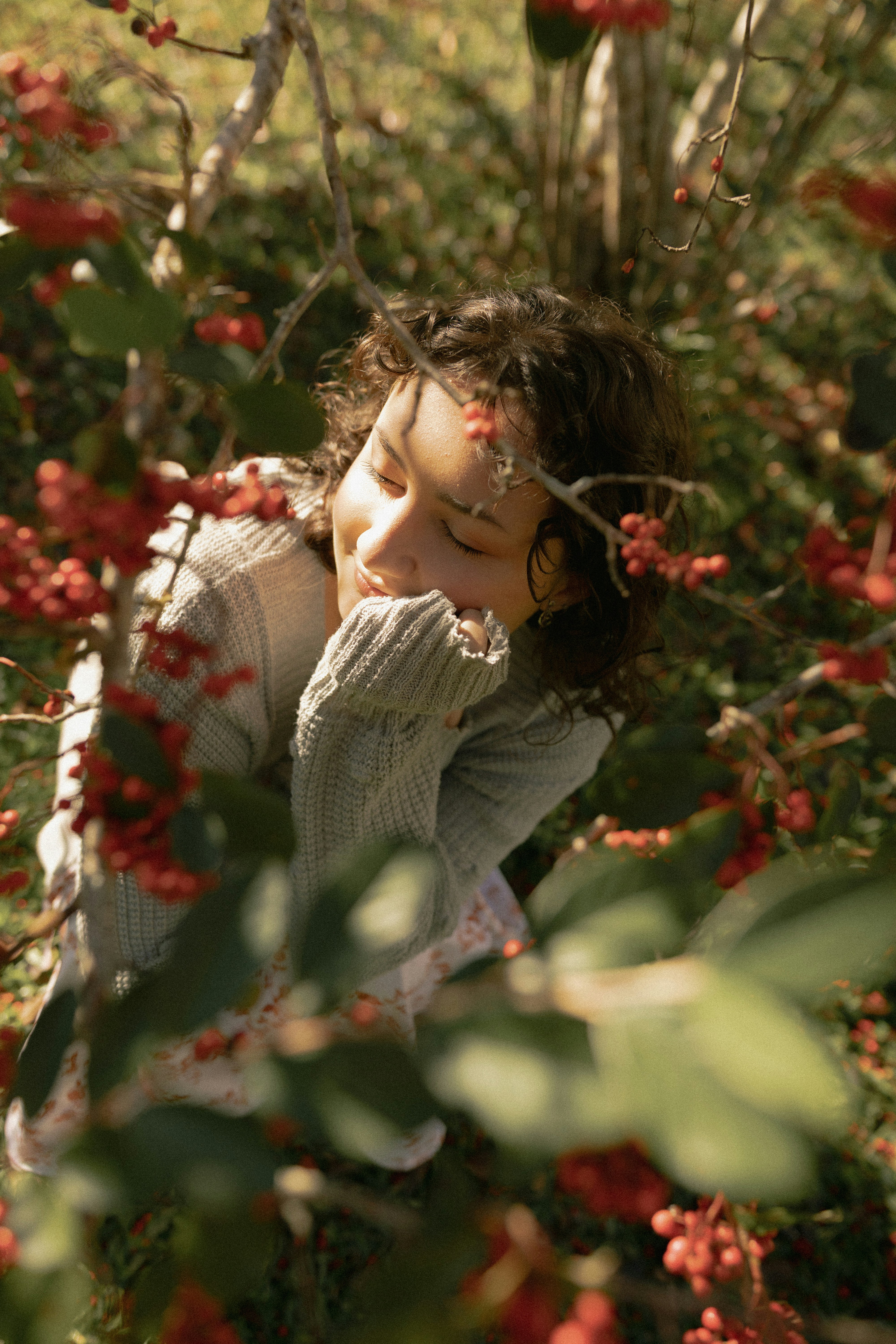 Soft Portrait Among Red Berries