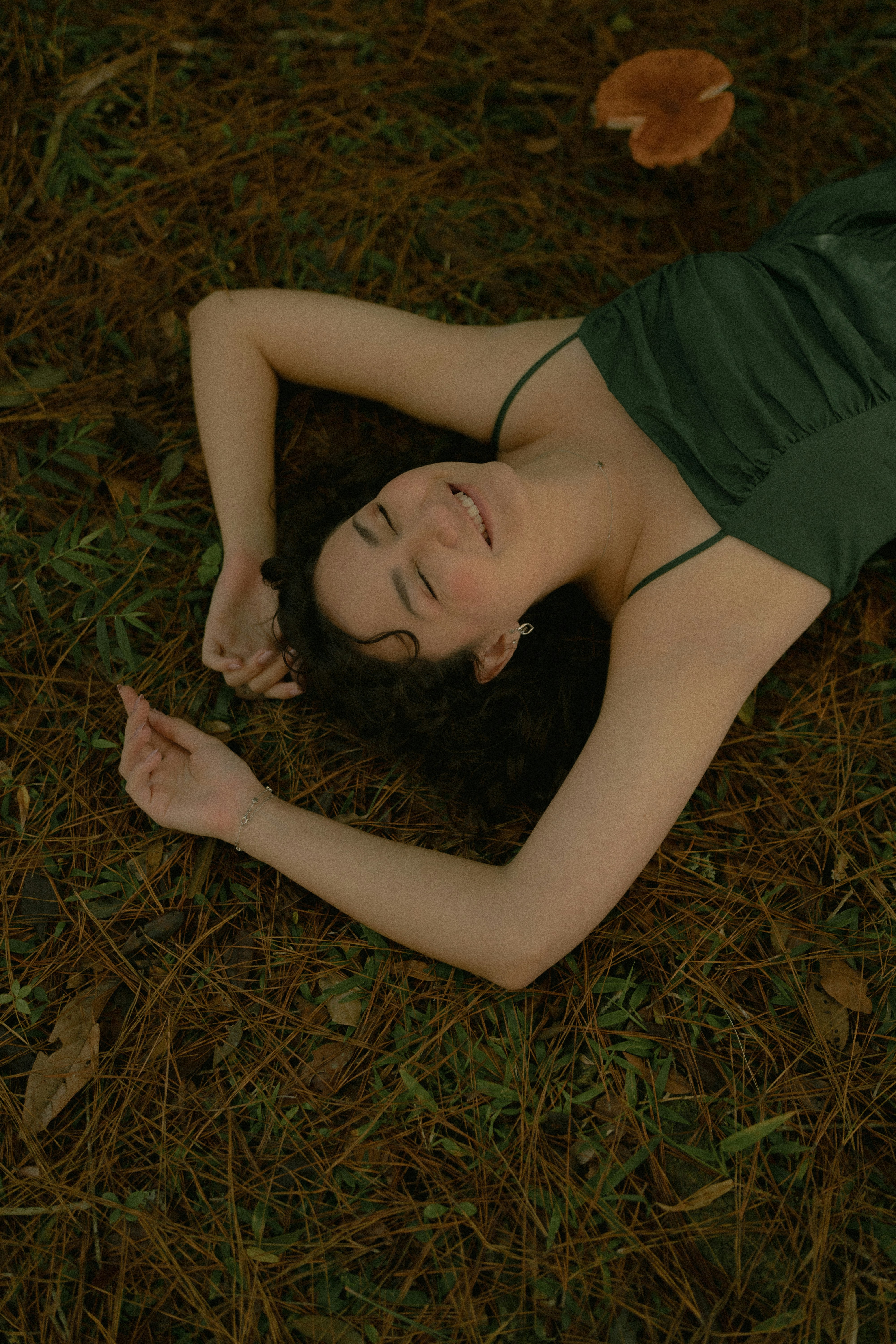 Lying in Green: A Quiet Smile Painted by Pines