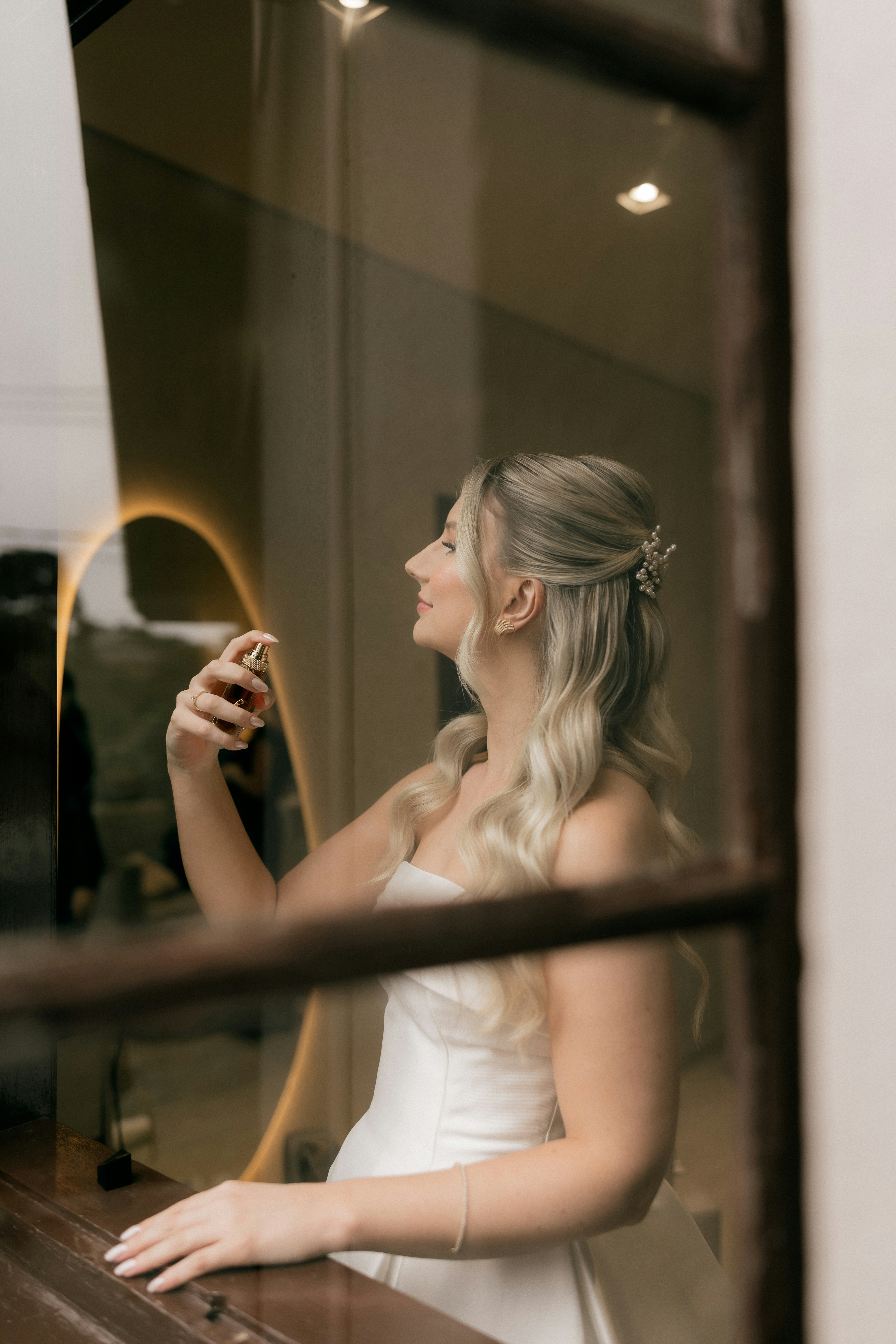 Brushed Waves and a Quiet Portrait: A Bride by the Window
