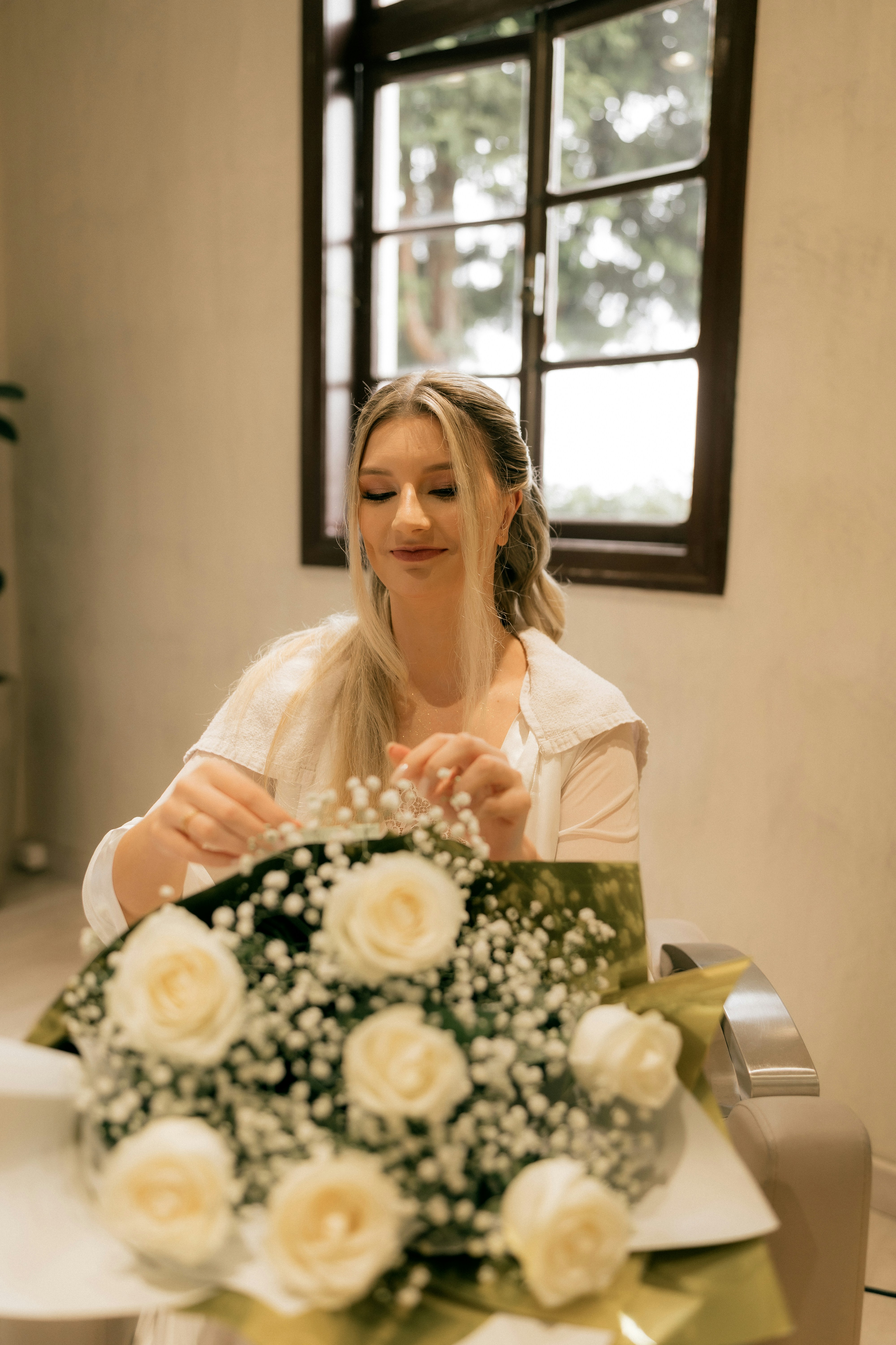 Bride-to-be in a Soft Floral Moment