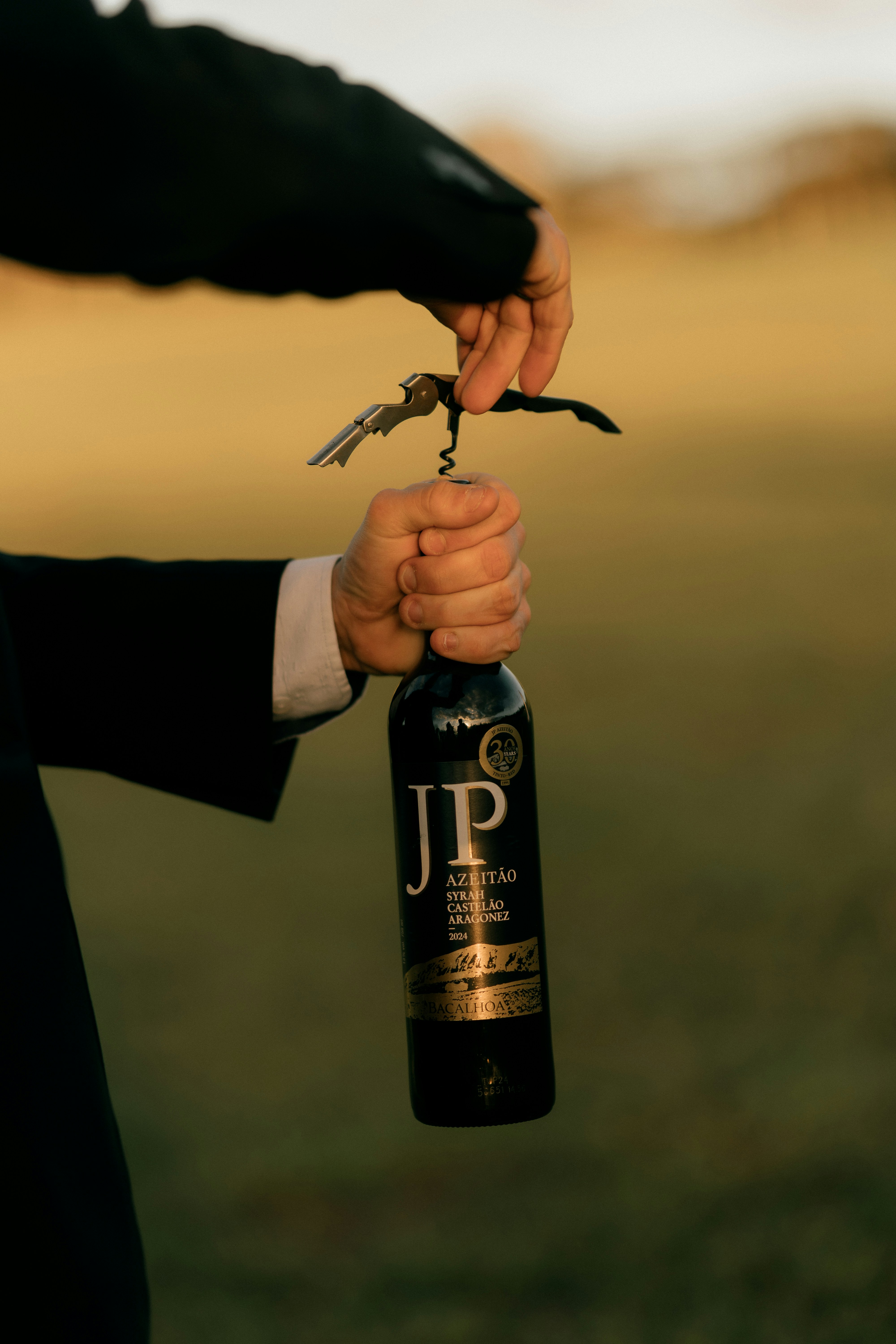 Holding the Moment: A Wine Key Pause in Golden Light