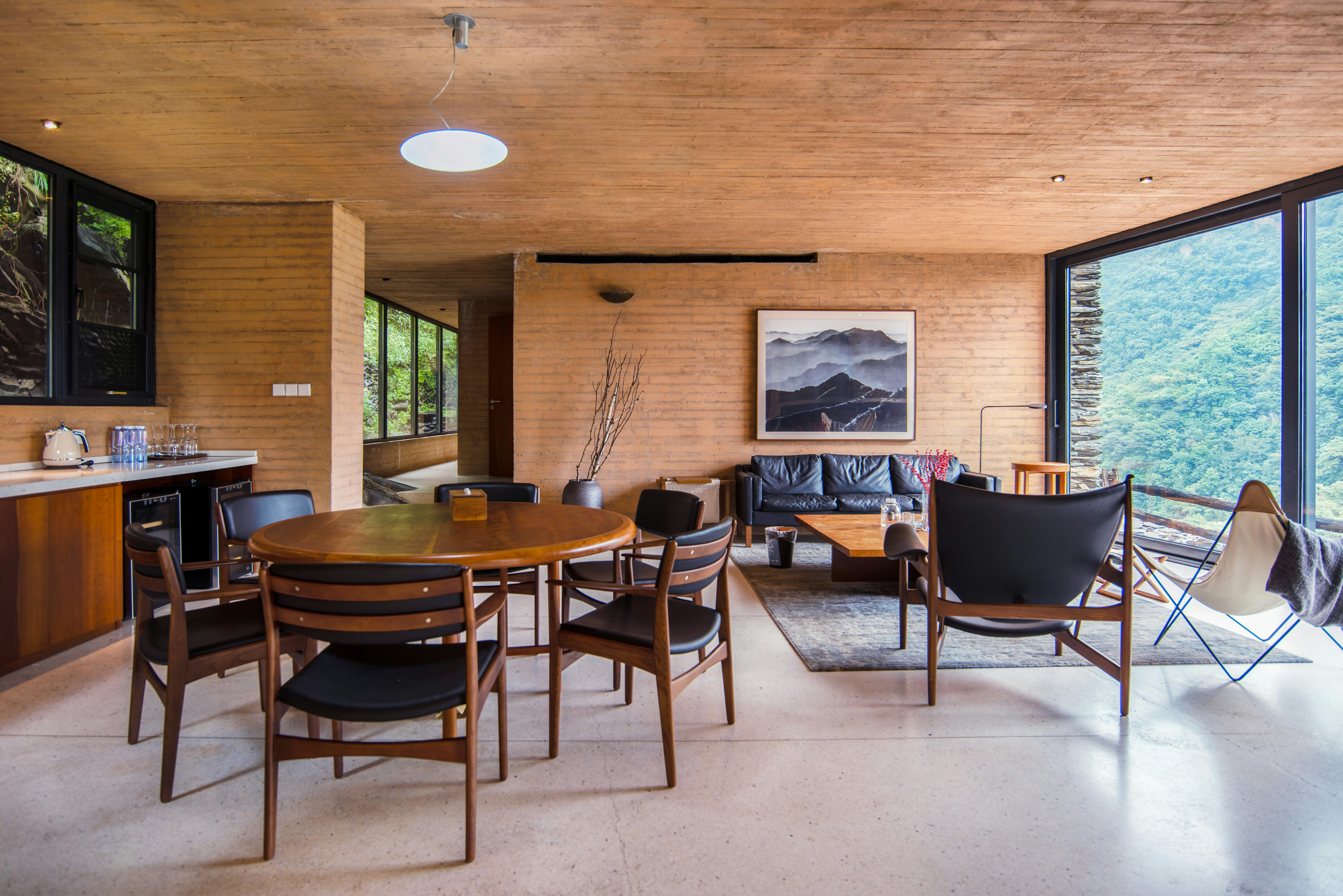 Midcentury Dining Room with Panoramic Mountain View