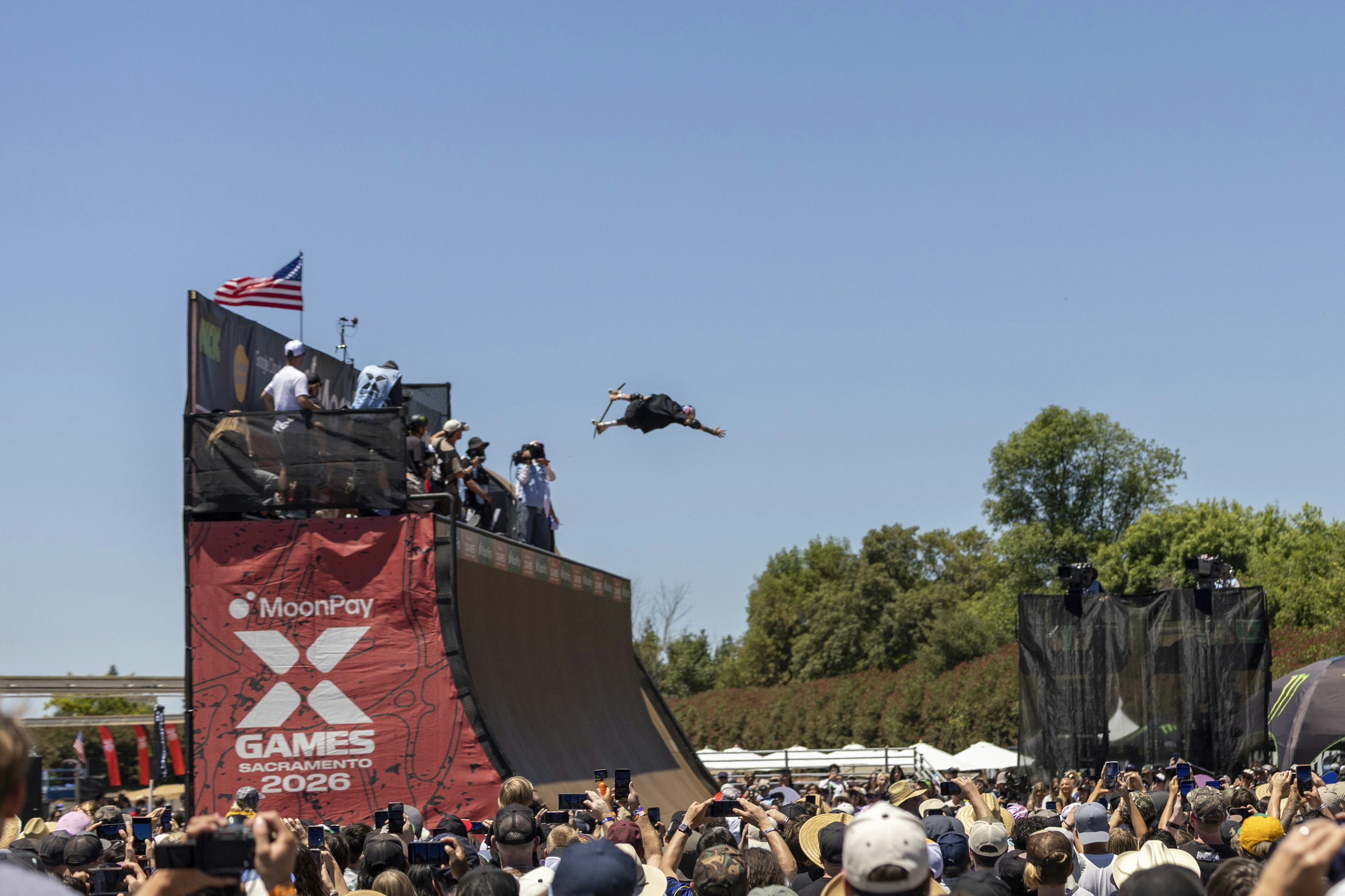 Apex Leap: Rider Clears the Mega Ramp as the Crowd Roars