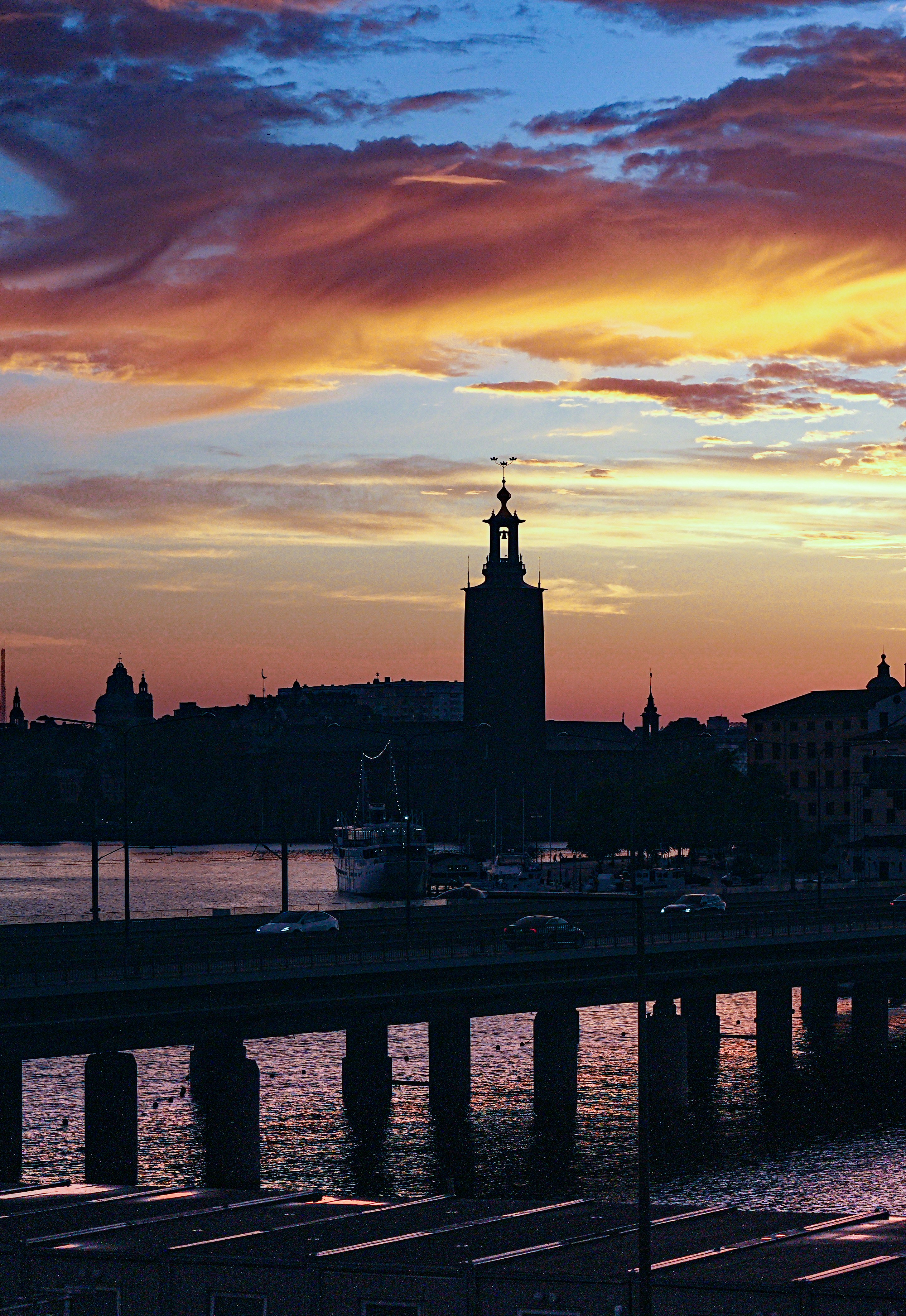 Sunset Clocktower Over the Marina