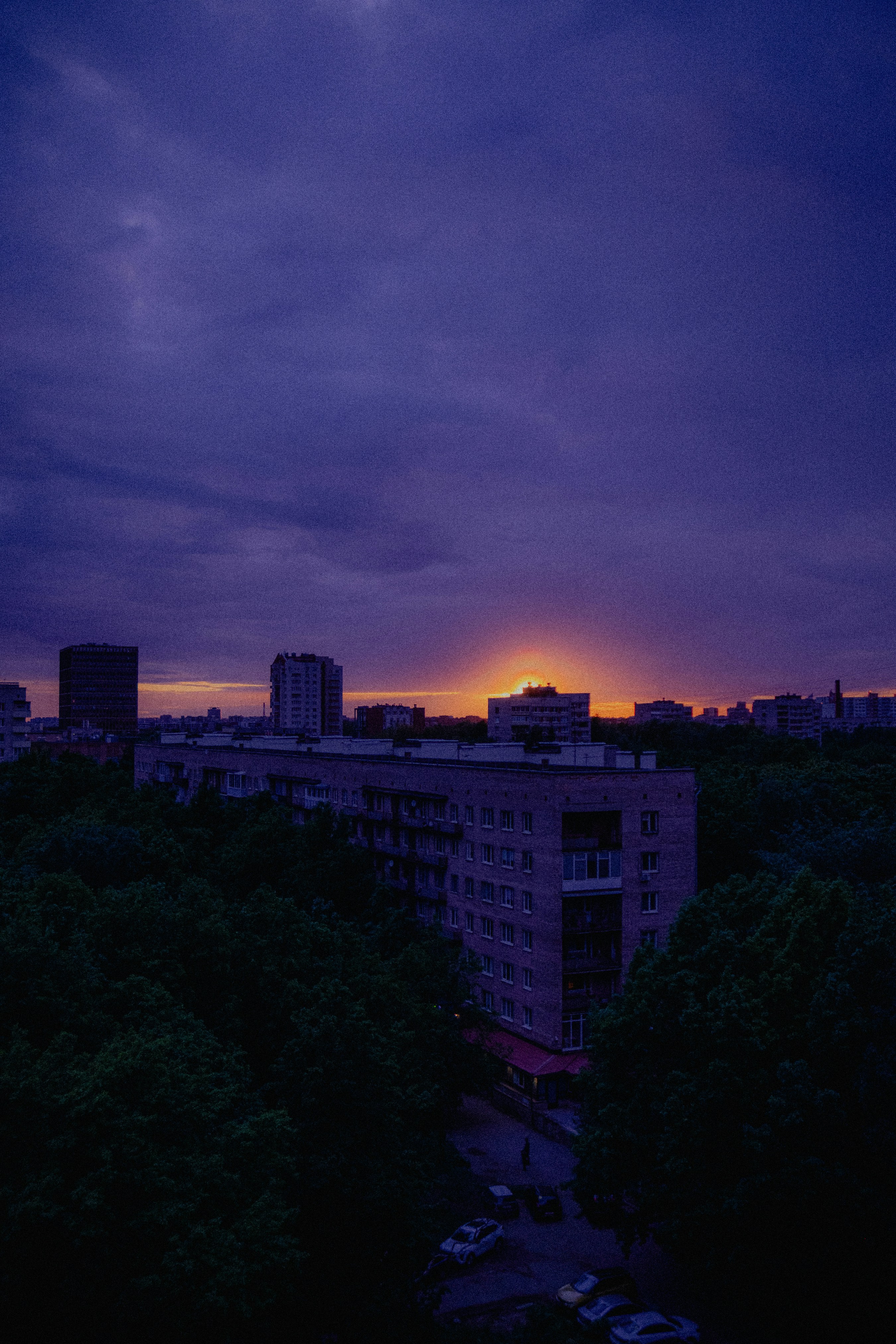 Evening Crest Over Quiet City Blocks