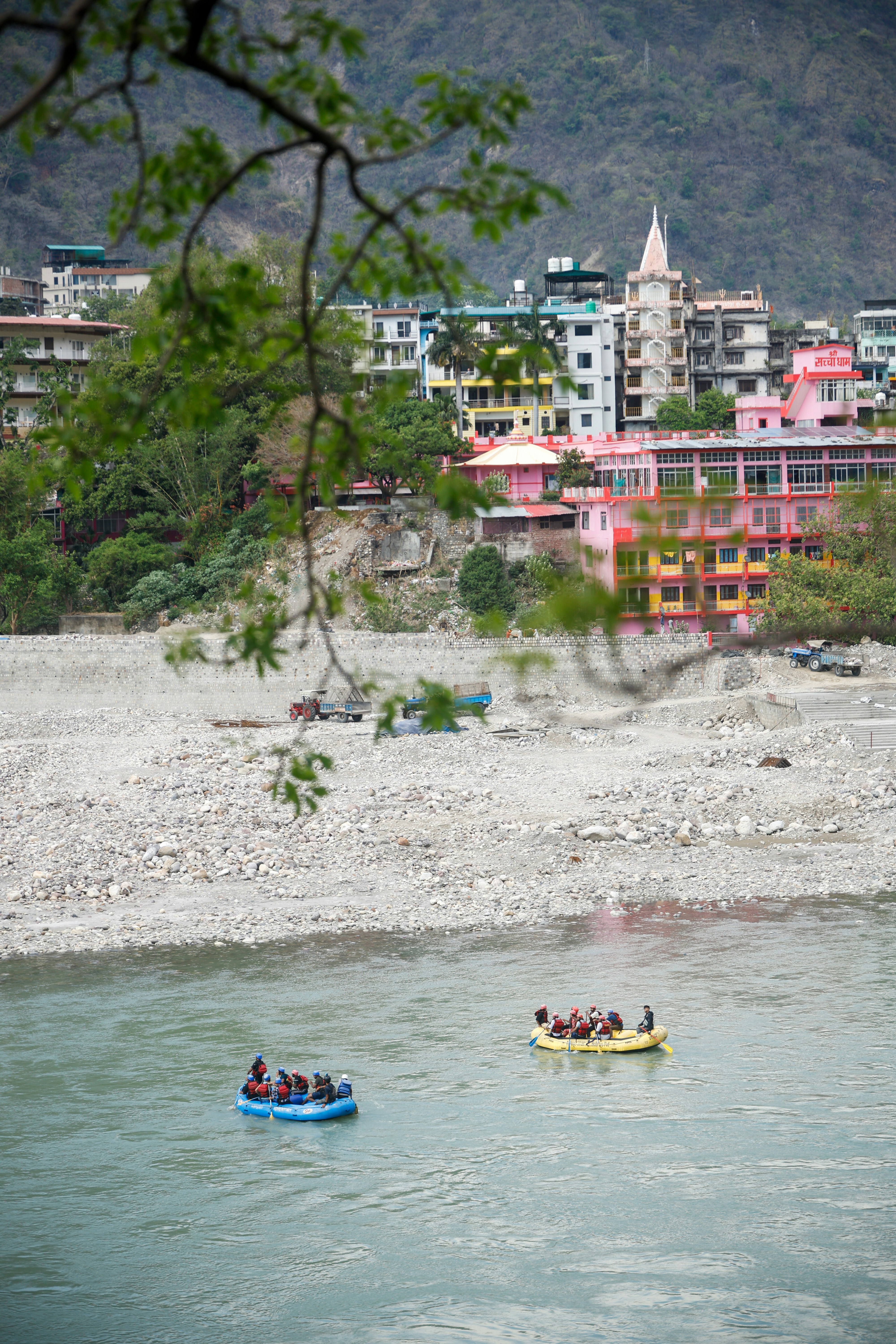 City by the River: Colorful Riverside in Bloom